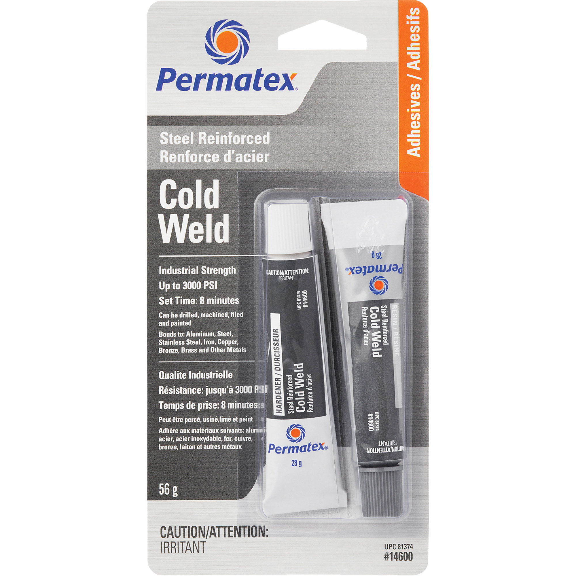 PERMATEX Cold Weld Bonding Compound, 2 x 28 g, Tube, Two-Part, Grey ...