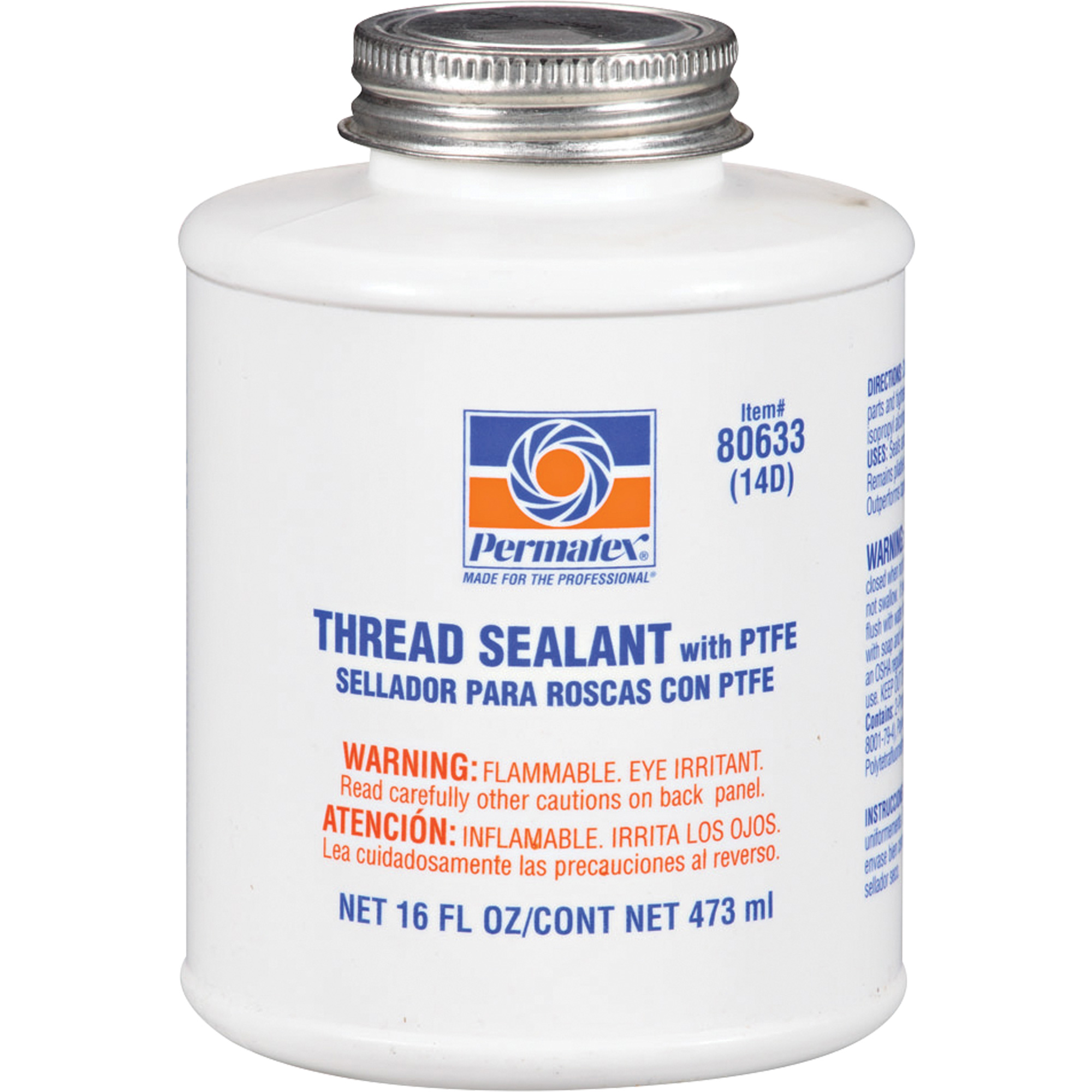 Permatex 80633 Thread Sealant with PTFE, Brush-Top Can, 473 ml, -54° C ...