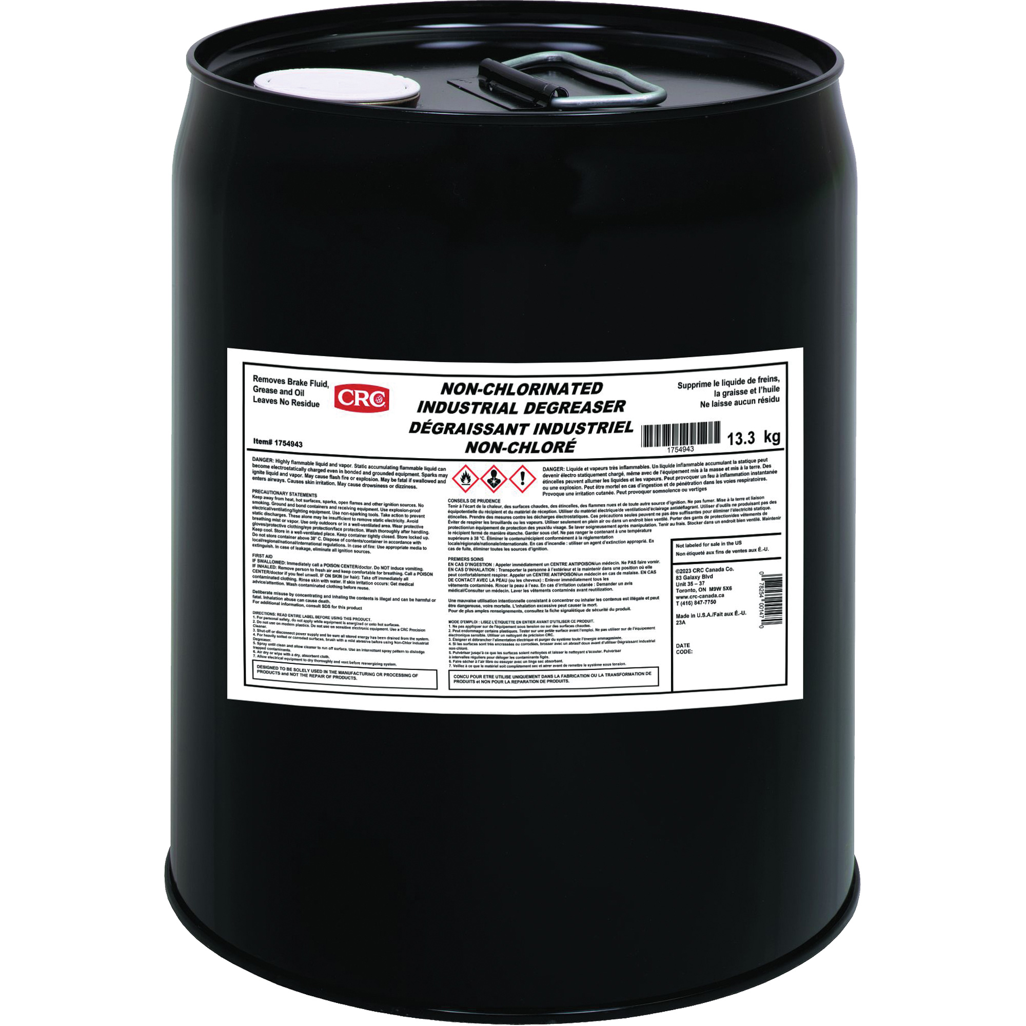 CRC Canada 1754943 Non-Chlorinated Industrial Degreaser, Pail