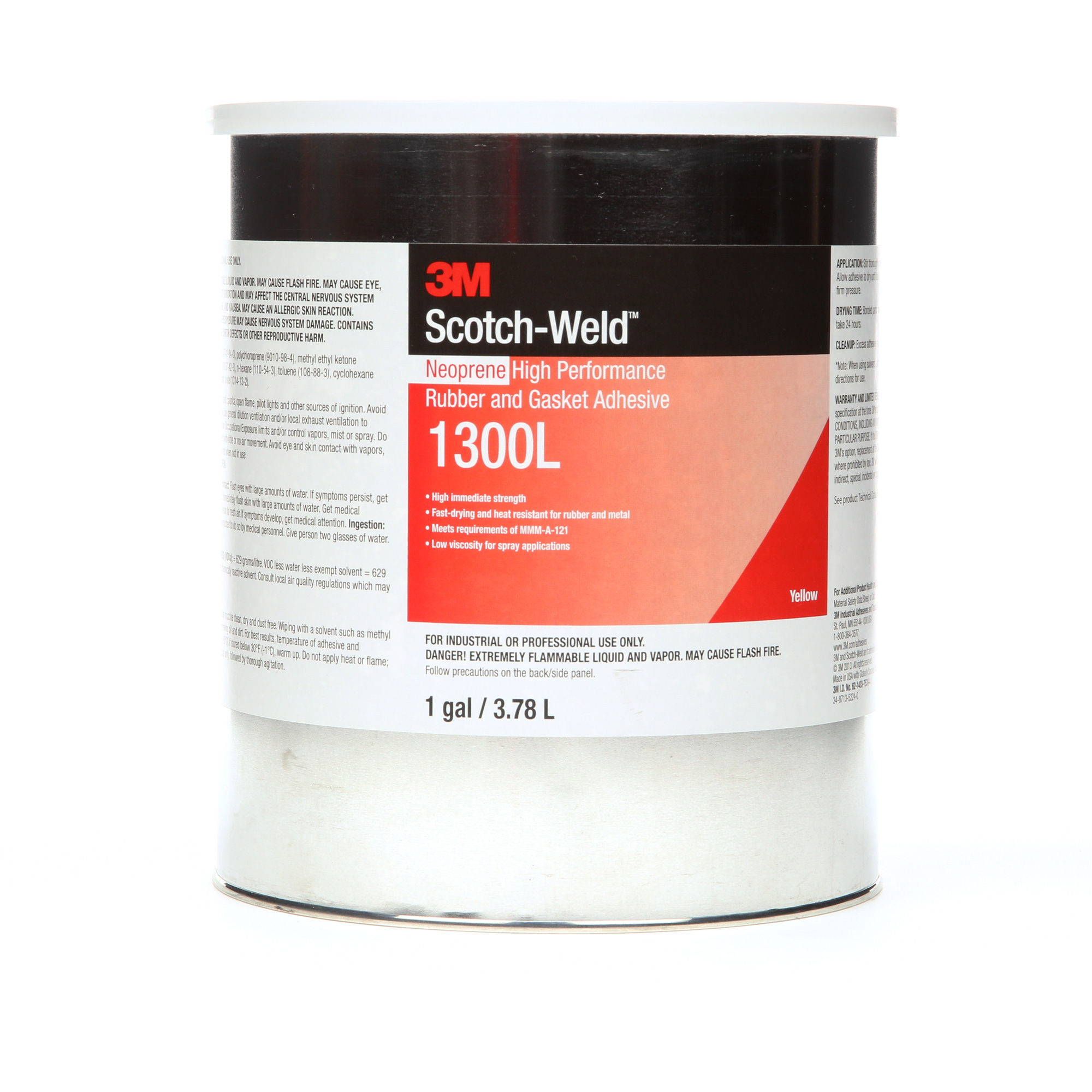 3M 1300L-1GAL High-Performance Rubber & Gasket Adhesive, Gallon, Yellow