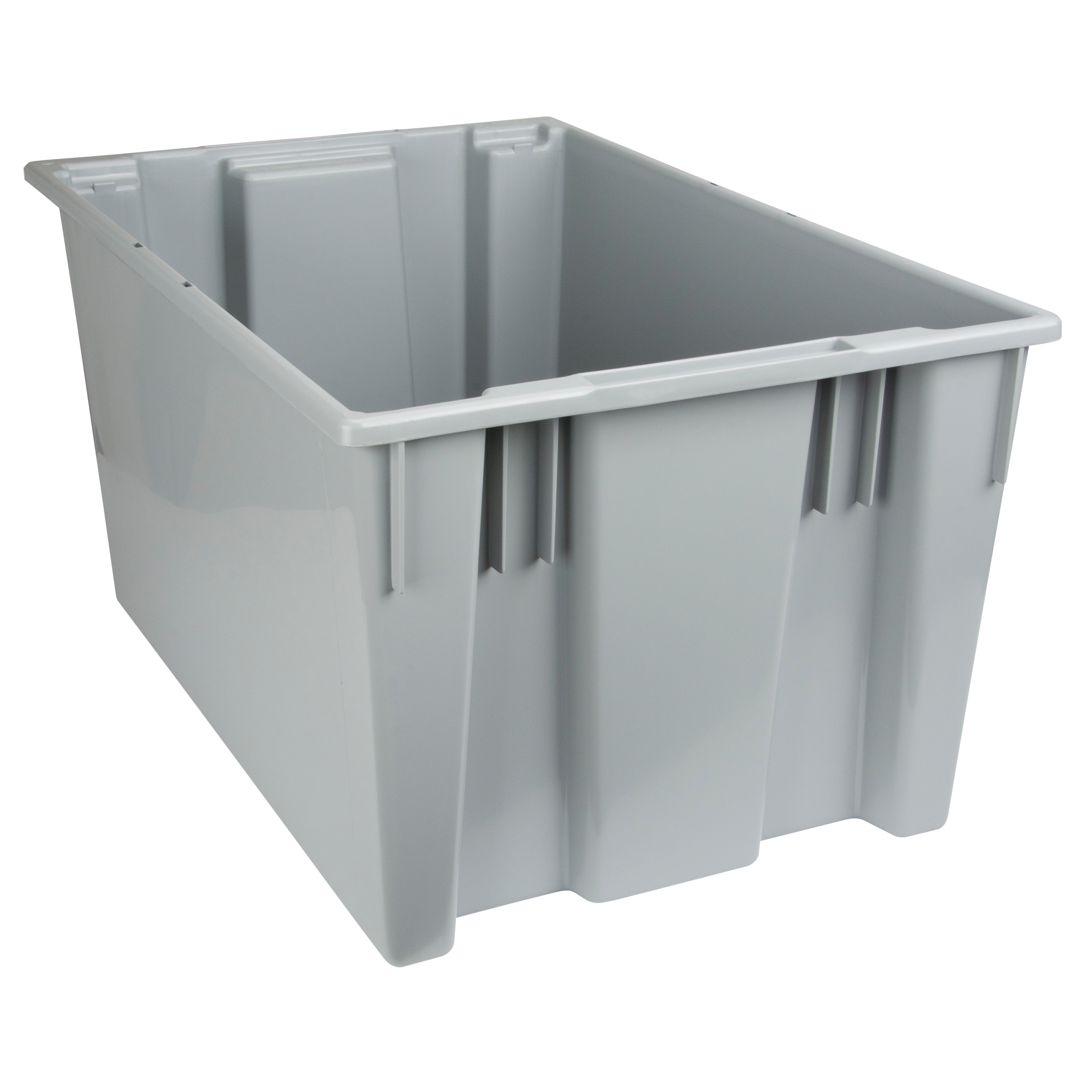 QUANTUM STORAGE SYSTEM Stack & Nest Totes, 15" x 29.5" x 19.5", Grey ...