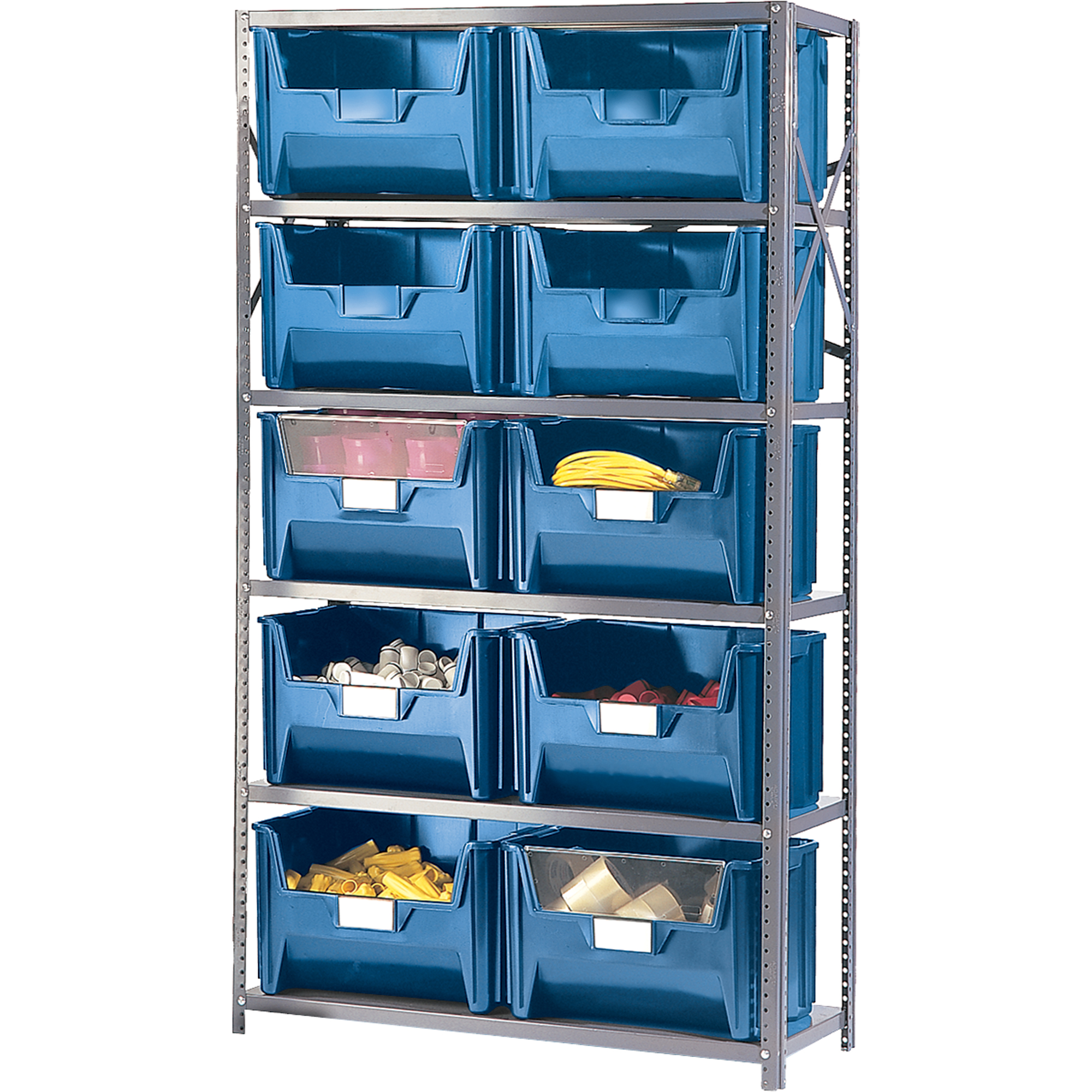 Shelving Unit with Stacking Bins, Steel, Boltless, 650 lbs. Capacity ...