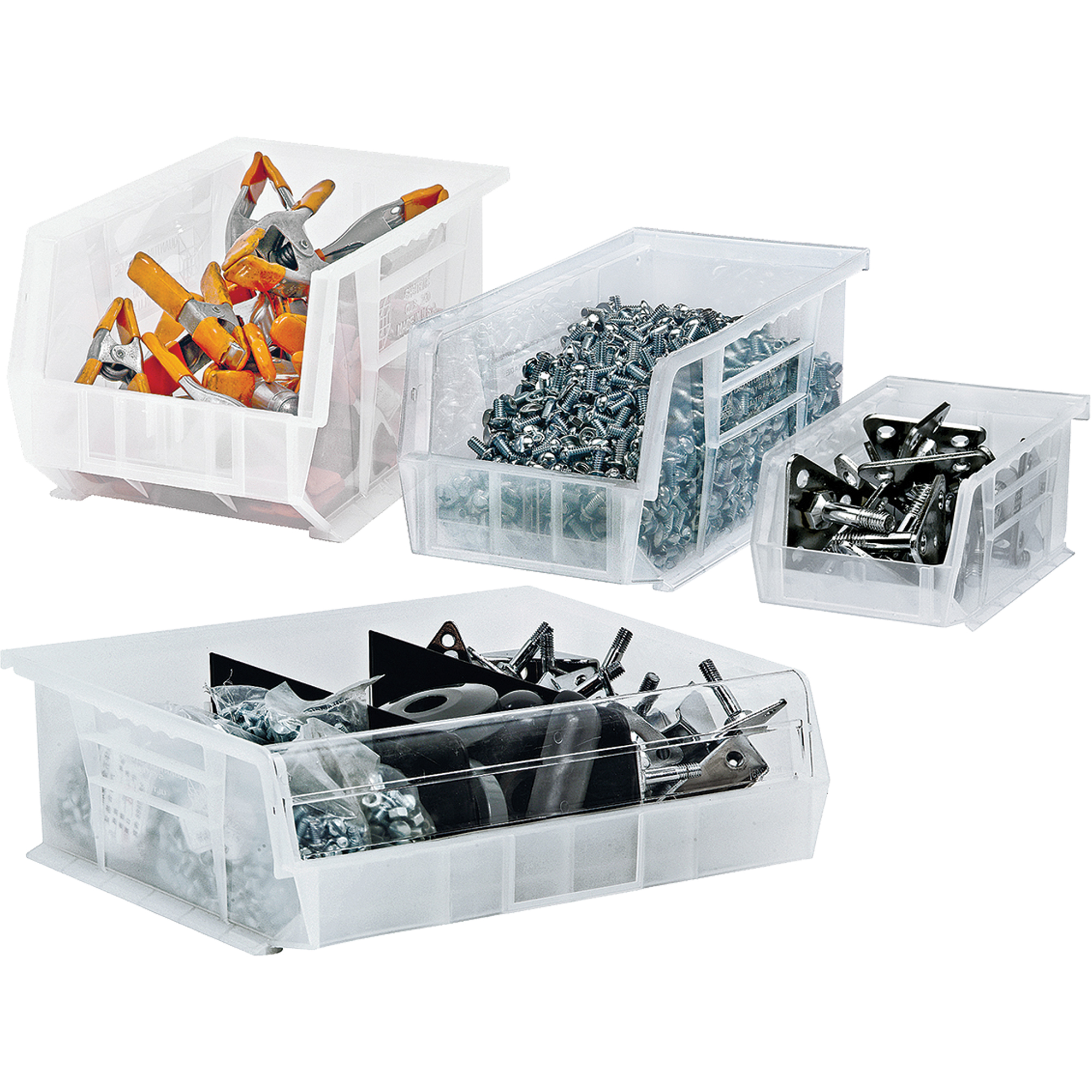 QUANTUM STORAGE SYSTEM Clear-View Ultra Stack & Hang Bin, 4-1/8" W x 3 ...