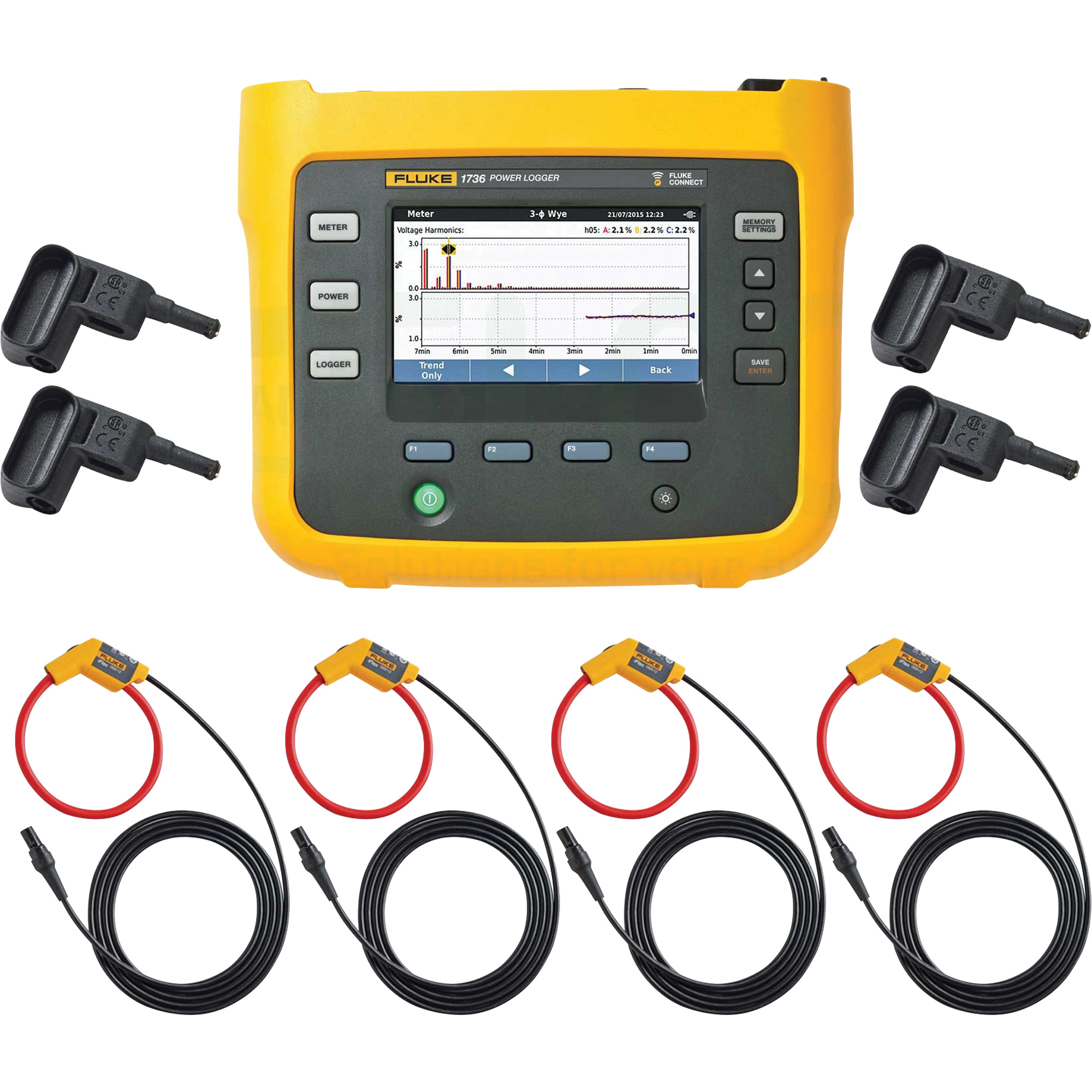 FLUKE 1736 3-Phase Power Logger with Current Probes IC044 (1736/EUS) | Shop Power Data Logger ...