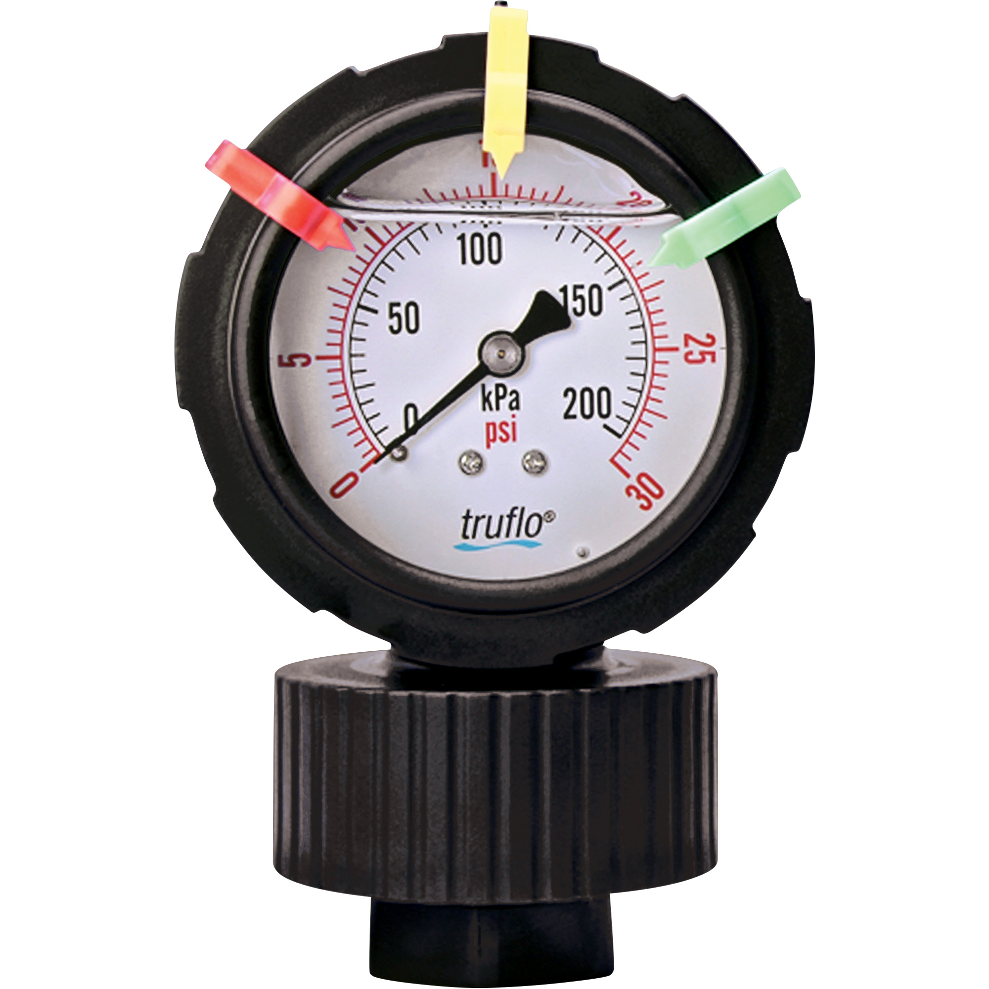 IC866 Pressure Gauge, 2-1/2" , 0 - 60 psi, Bottom Mount, Liquid Filled ...