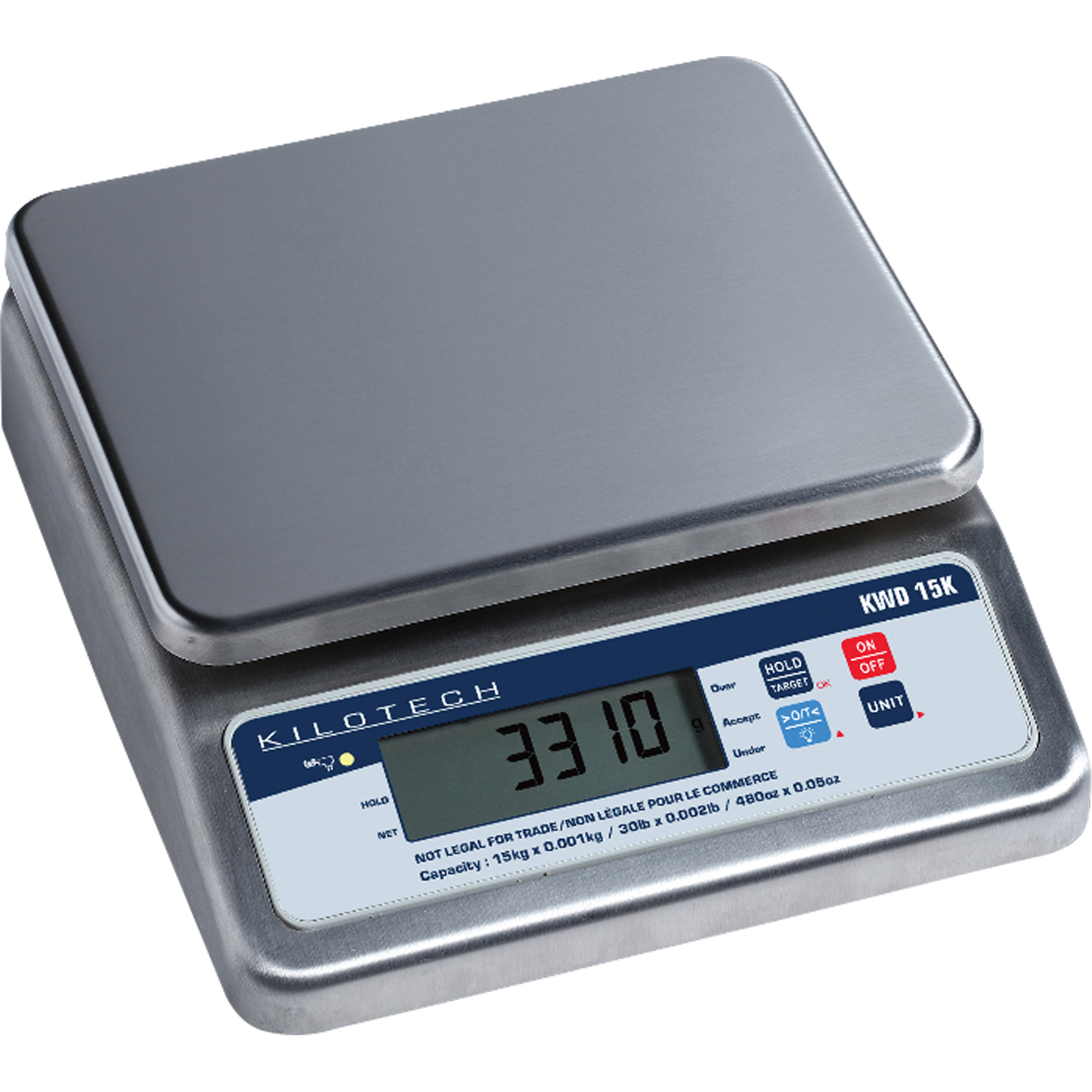 Kilotech K851240 Bench Weighing Scale, 15 Kg Cap., 1 g Graduations
