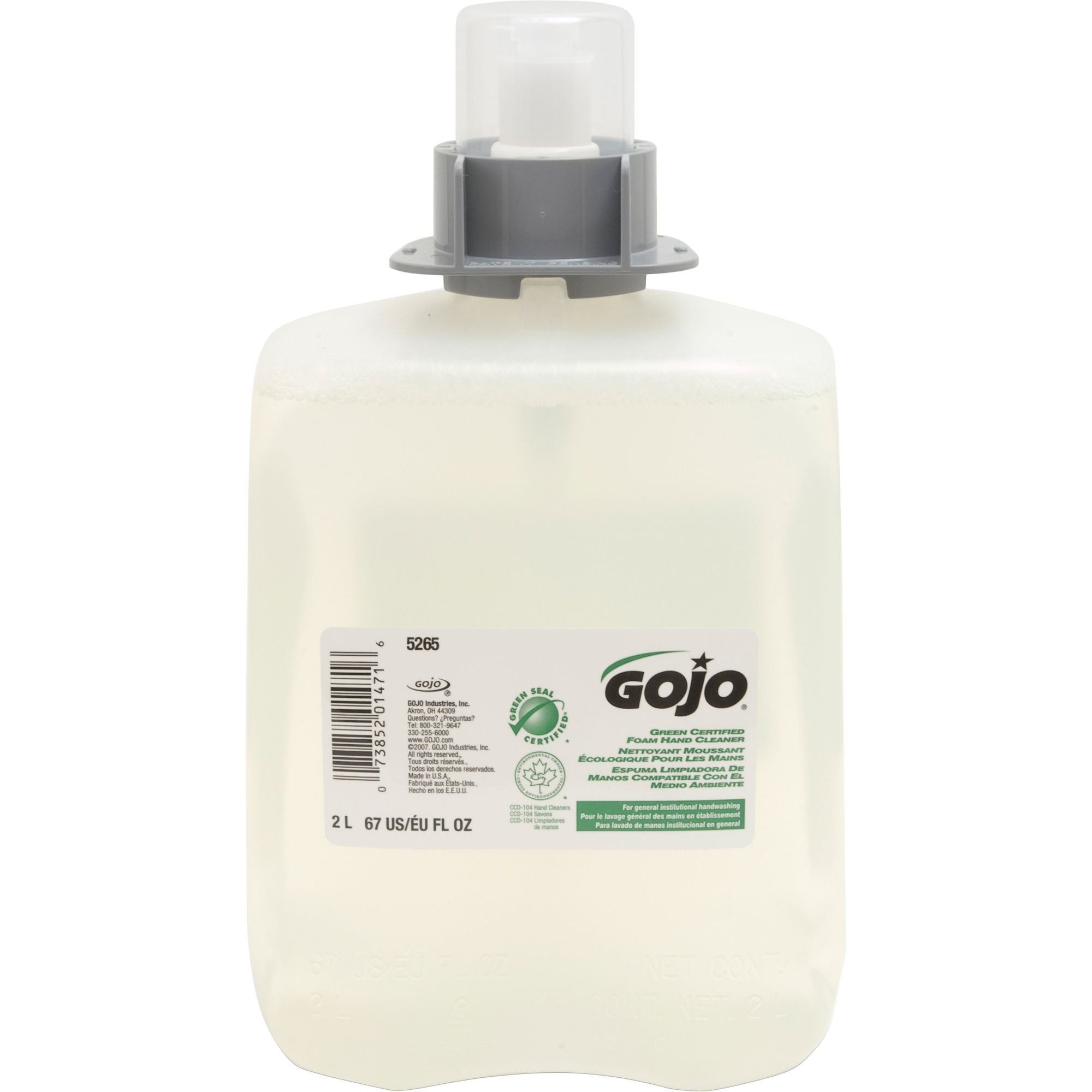 Gojo 5265-02 FMX-20 Green Certified Hand Cleaner, Foam, 2 L, Unscented