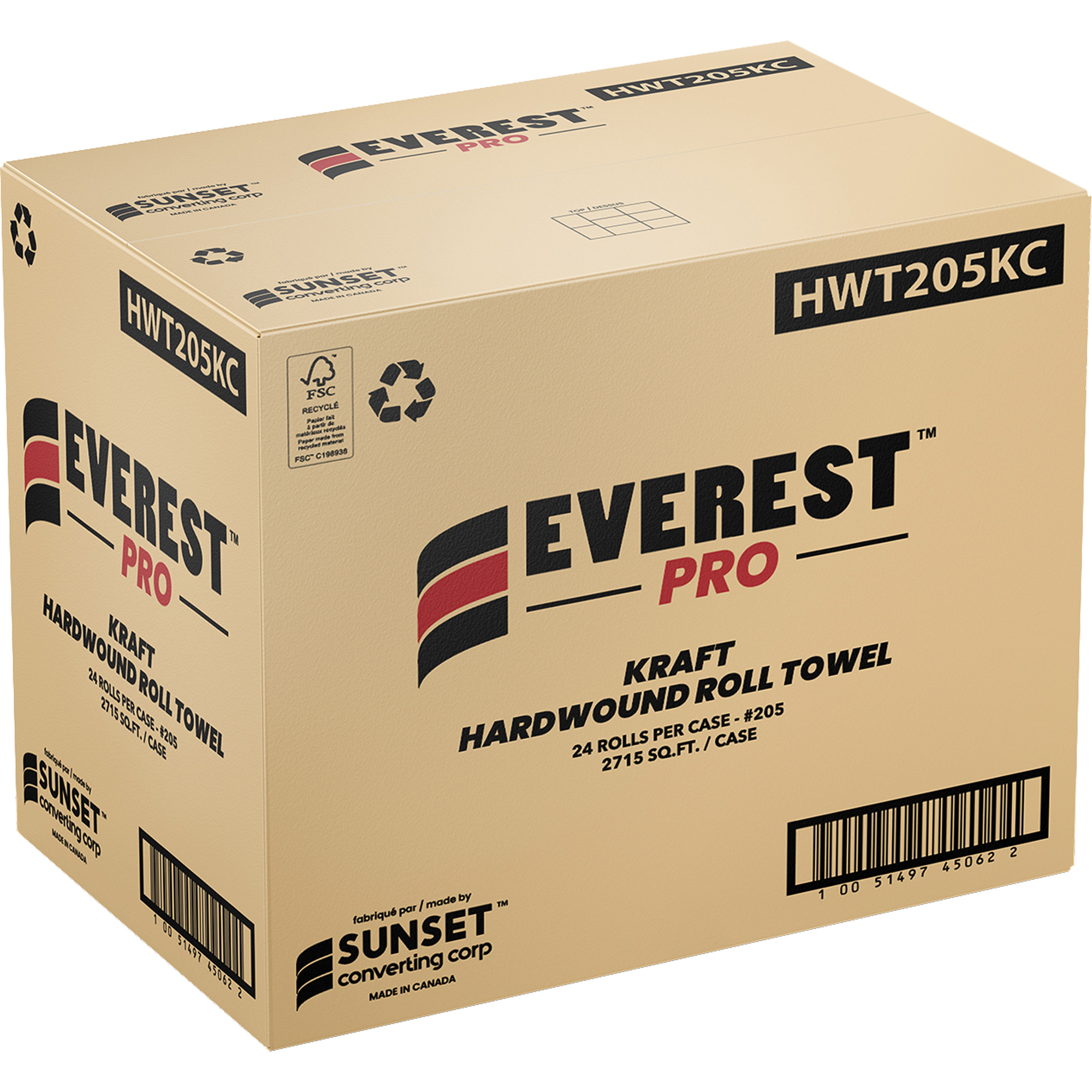 Sunset Converting Corporation HWT205KC Everest Pro Kraft Hardwound Roll ...