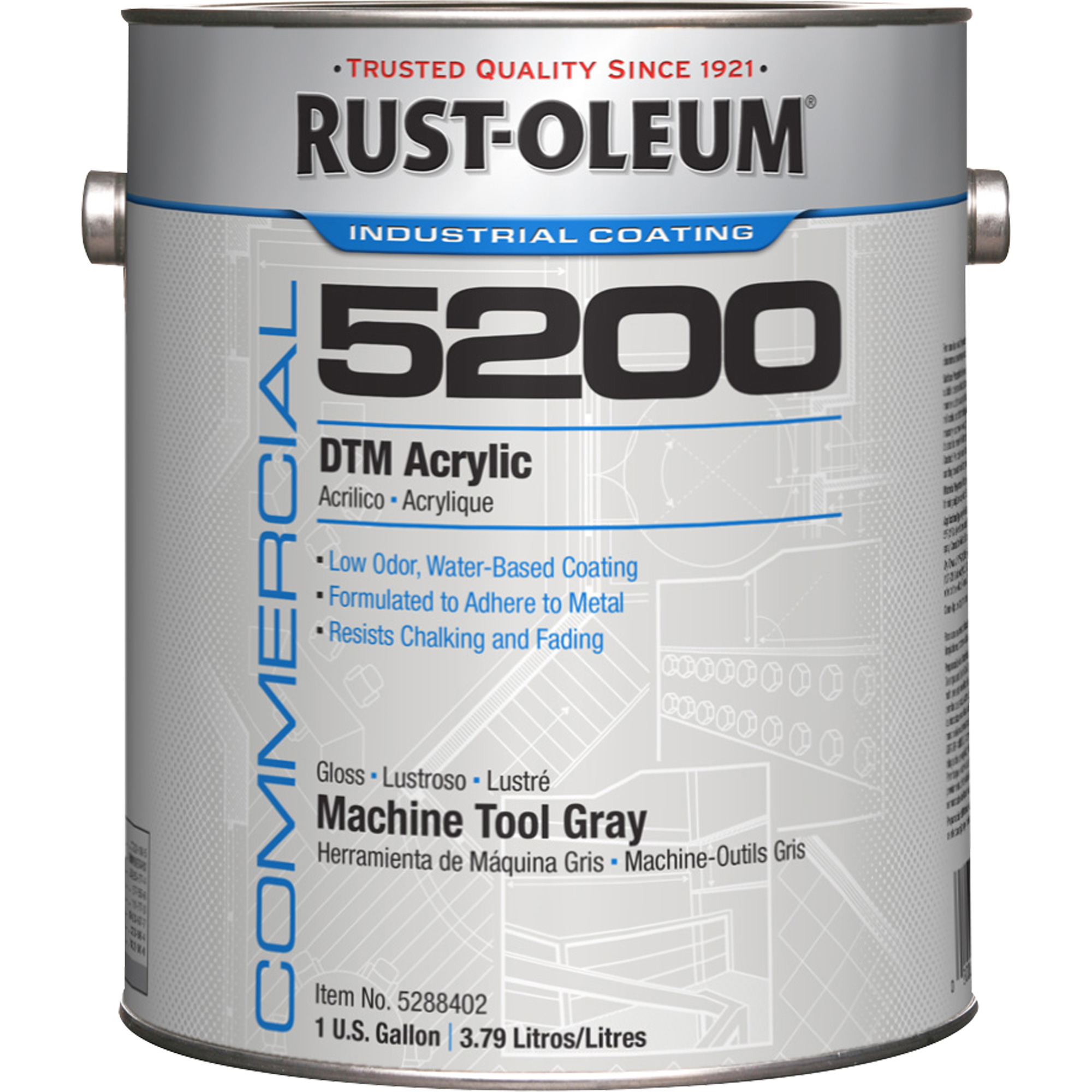 Rust-Oleum 5288402 5200 System DTM Acrylic Paint, Gallon, Grey