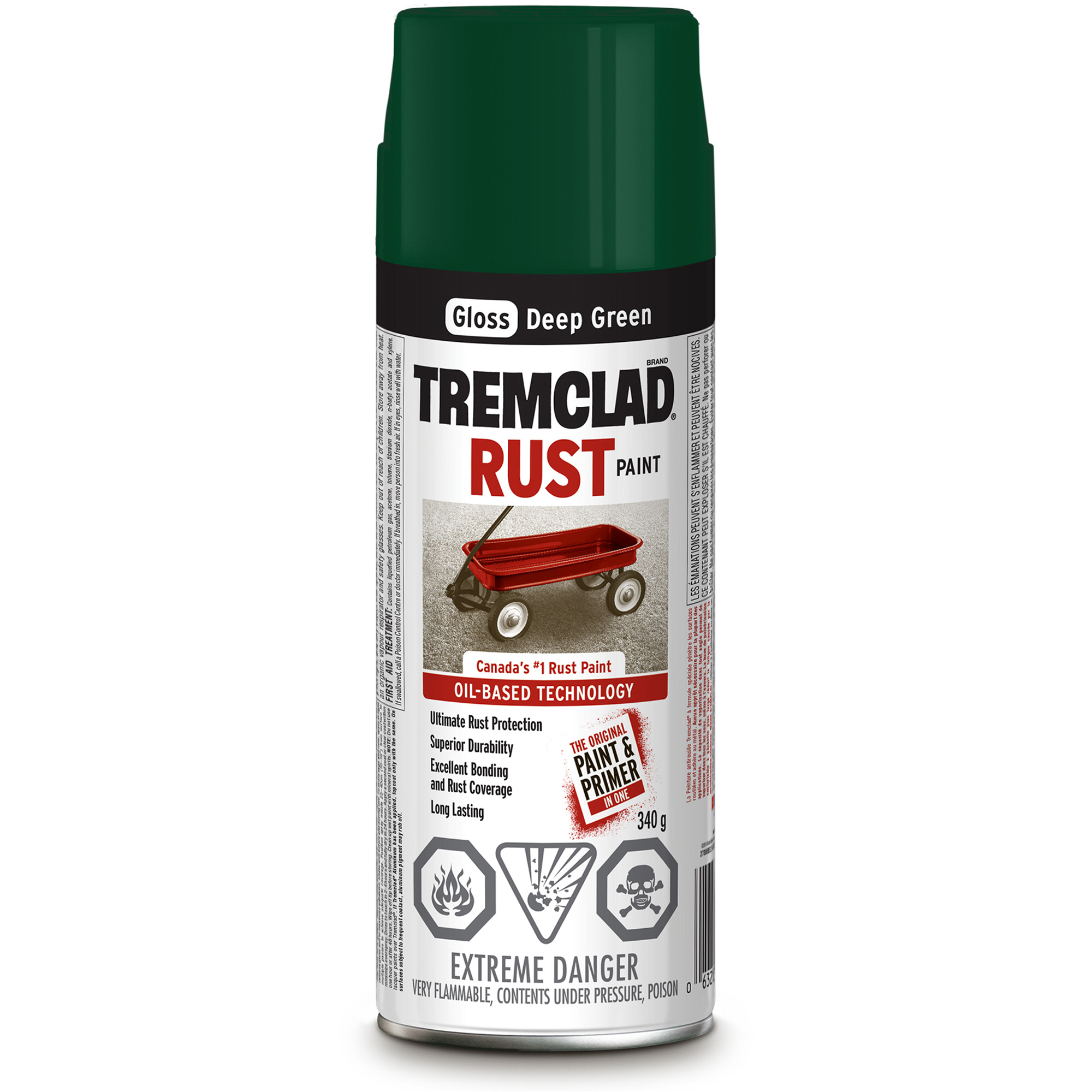 RUST-OLEUM Tremclad® Oil Based Rust Paint, Green, Gloss, Aerosol Can ...