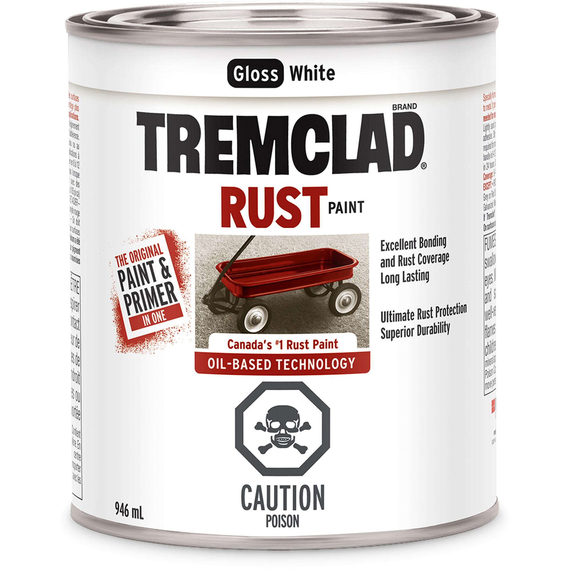 Rust-Oleum 254924 Tremclad® Oil Based Rust Paint, White, Gloss, 946 ml, Can