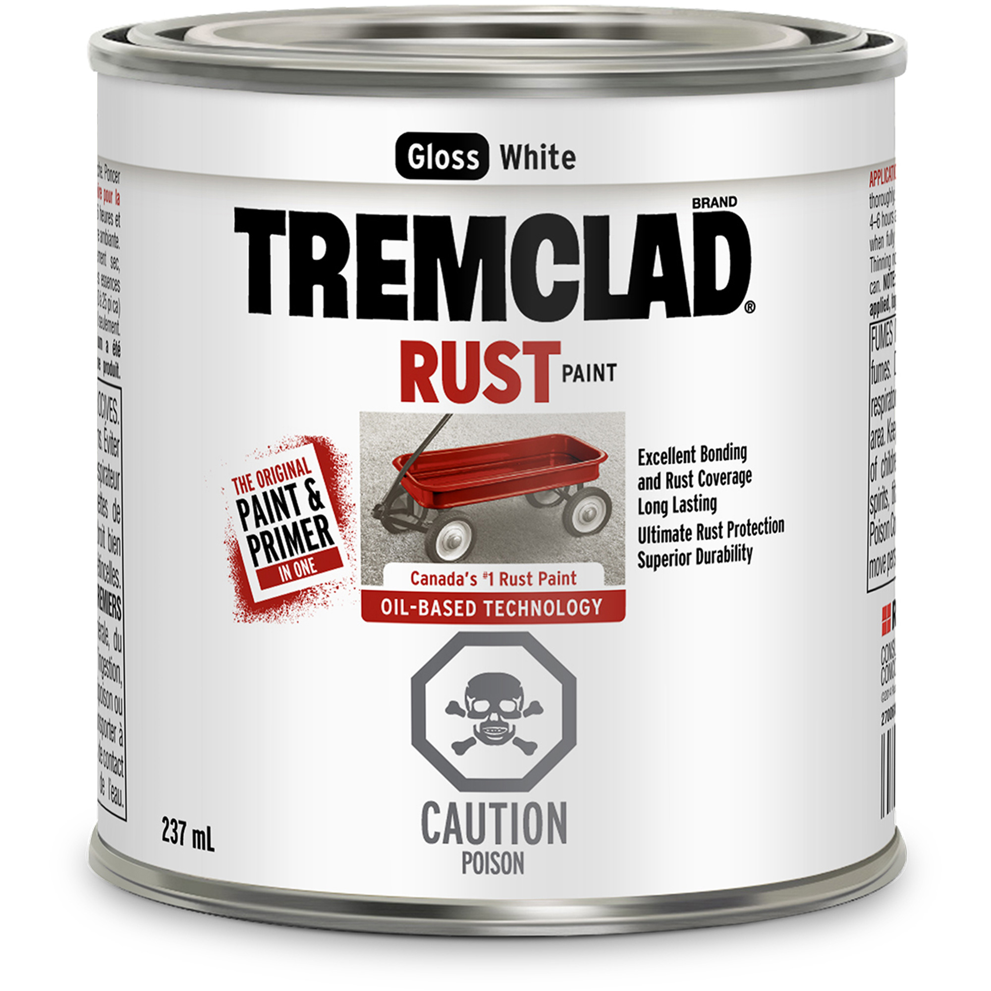 Rust-Oleum 27025X125 Tremclad® Oil Based Rust Paint, White, Gloss, 237 ...