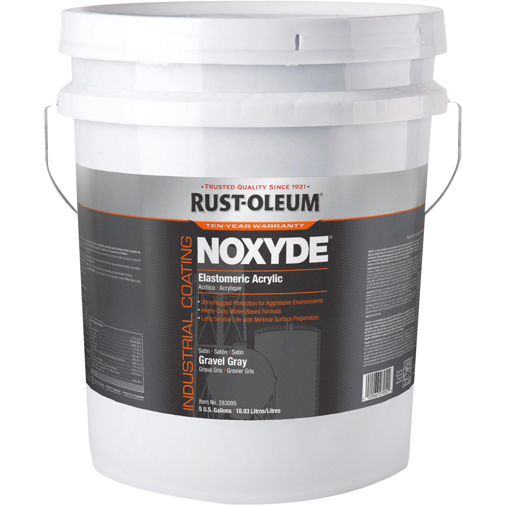 Rust-Oleum 283095 Noxyde Elastomeric Acrylic Coating, 5 gal., Pail, Grey
