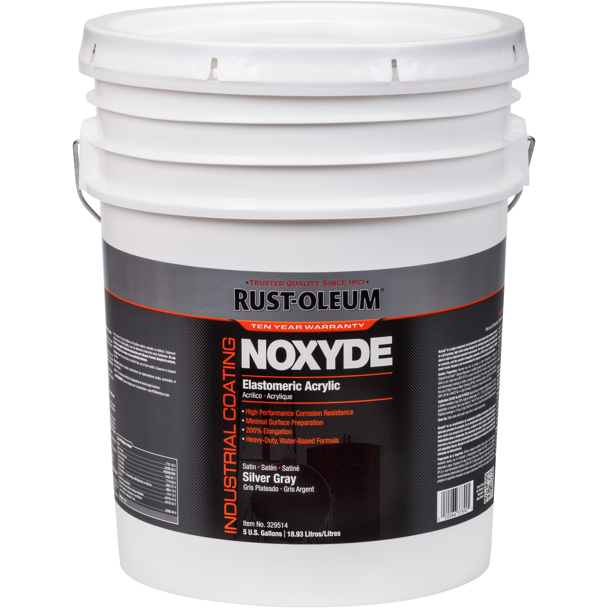 Rust-Oleum 329514 Noxyde Elastomeric Acrylic Coating, 5 gal., Pail, Grey