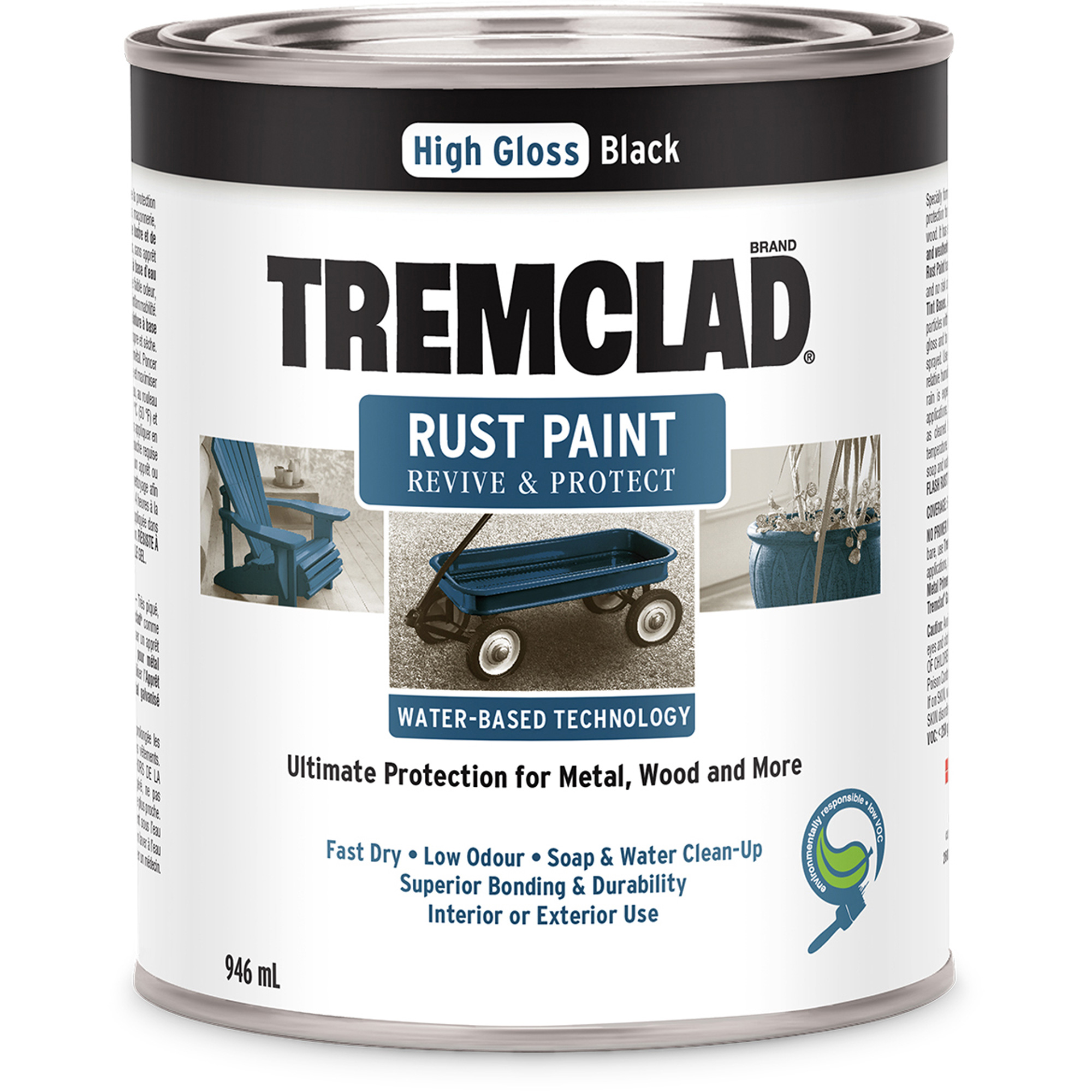 RUST-OLEUM Tremclad® Water-Based Rust Paint, Can, Black KQ963 ...