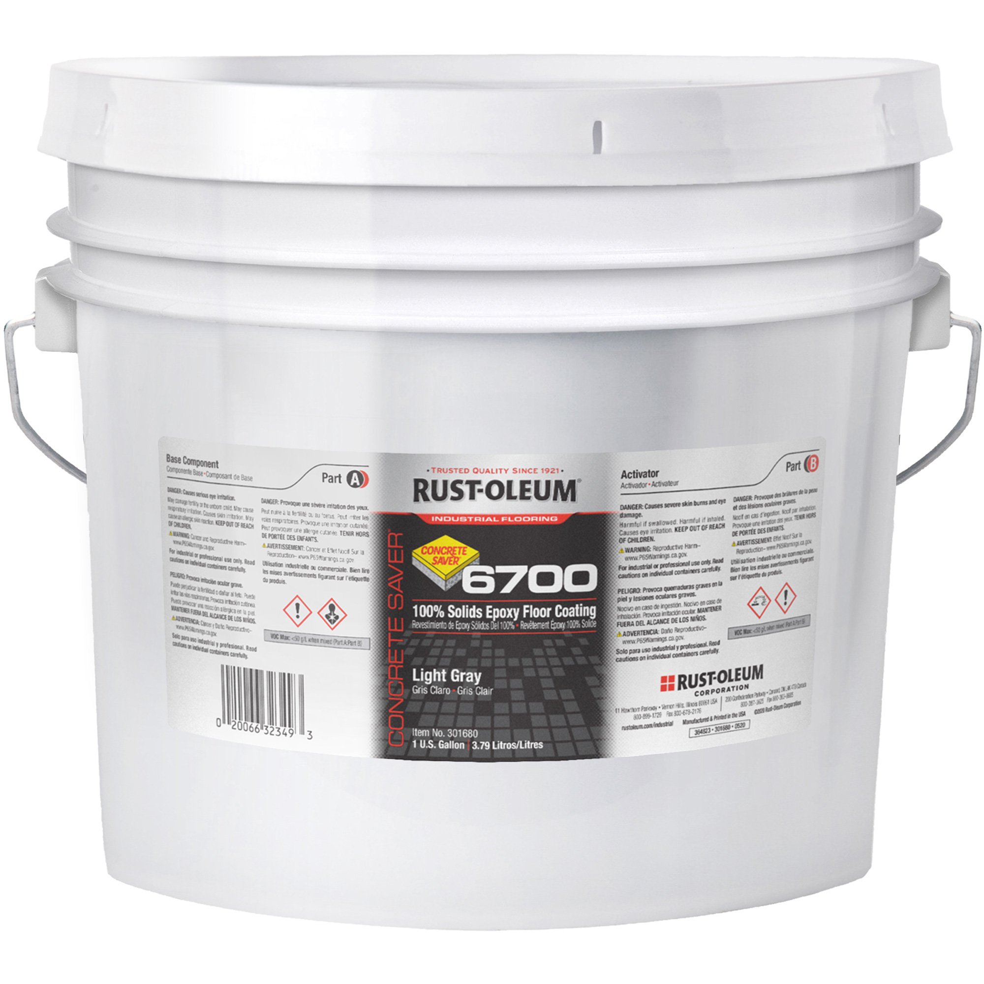 RUST-OLEUM 6700 System Extended Pot Life Floor Coating, 1 gal., Epoxy ...