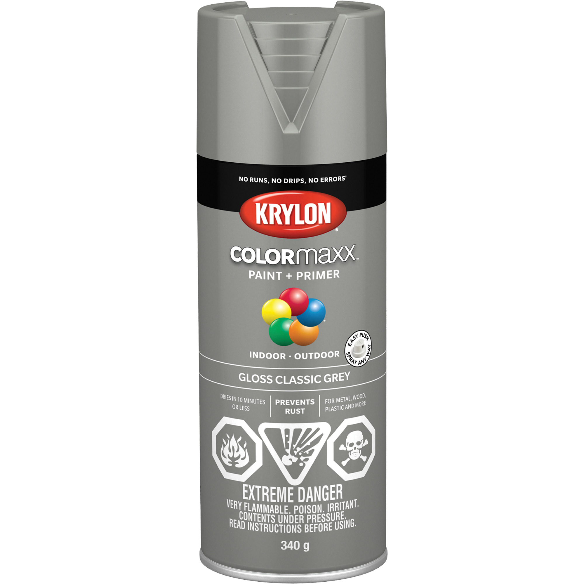 Krylon Industrial 455130007 COLORmaxx Paint + Primer, Classic Grey ...