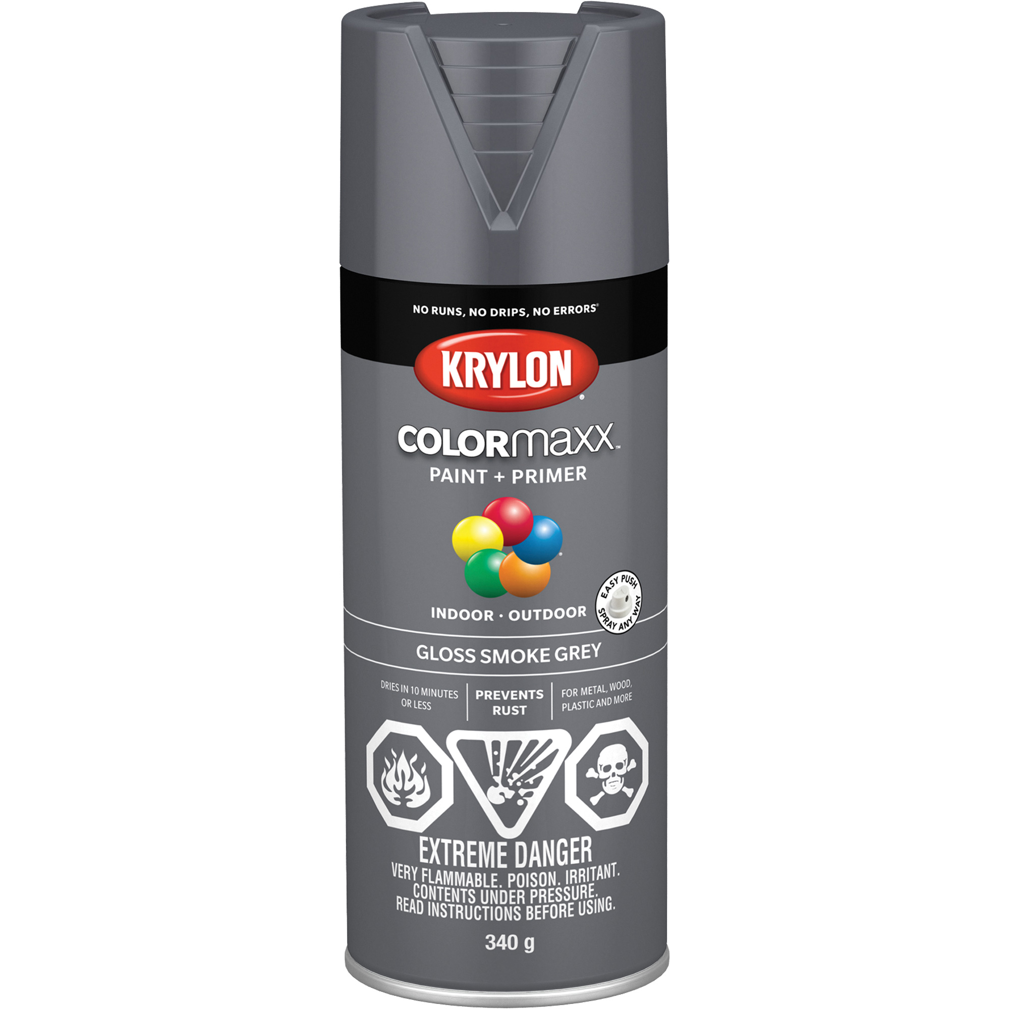 Krylon Industrial 455390007 COLORmaxx Paint + Primer, Smoke Grey, Gloss ...
