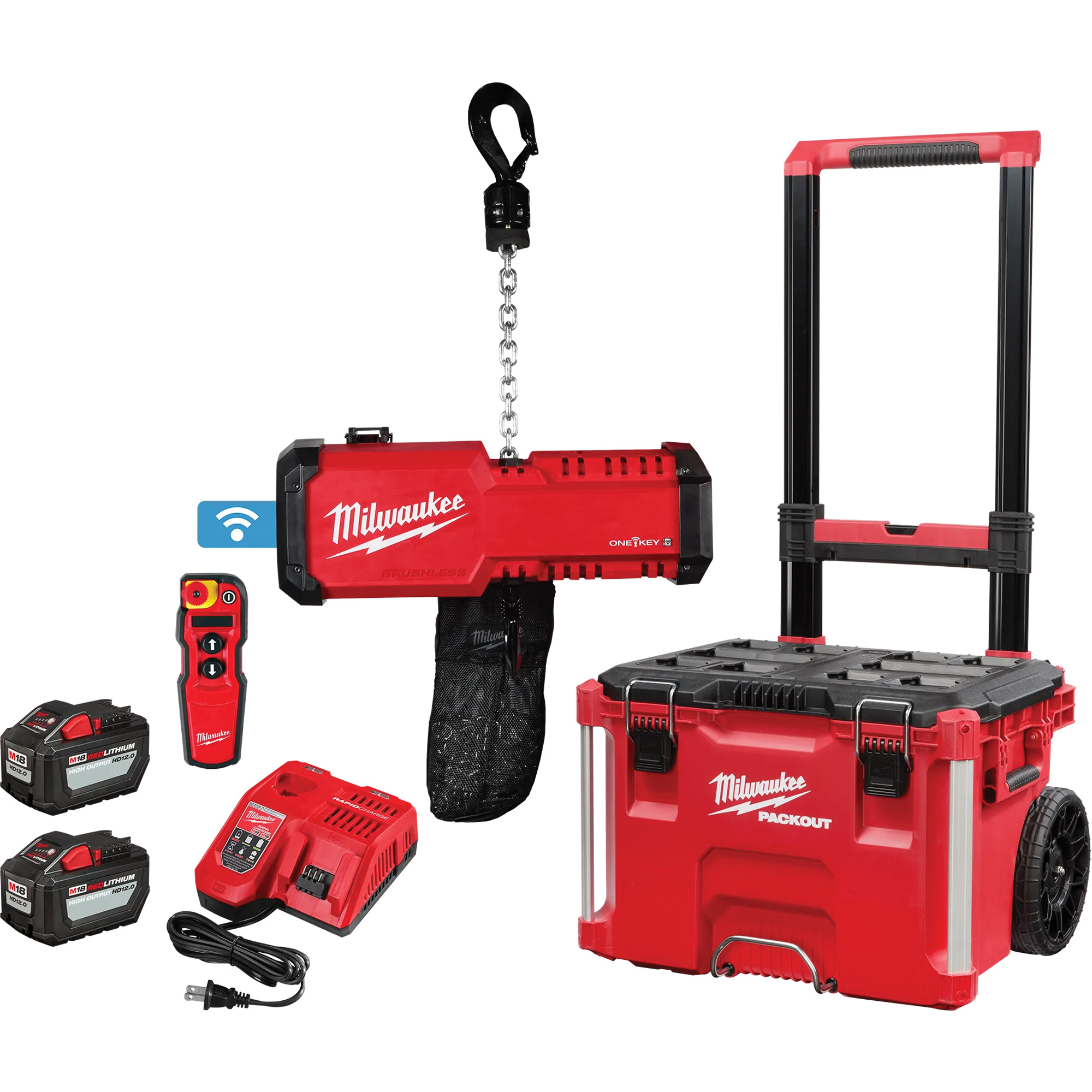 Milwaukee 2983-22HD M18 Compact 1-Ton Chain Hoist with ONE-KEY, 2204 ...