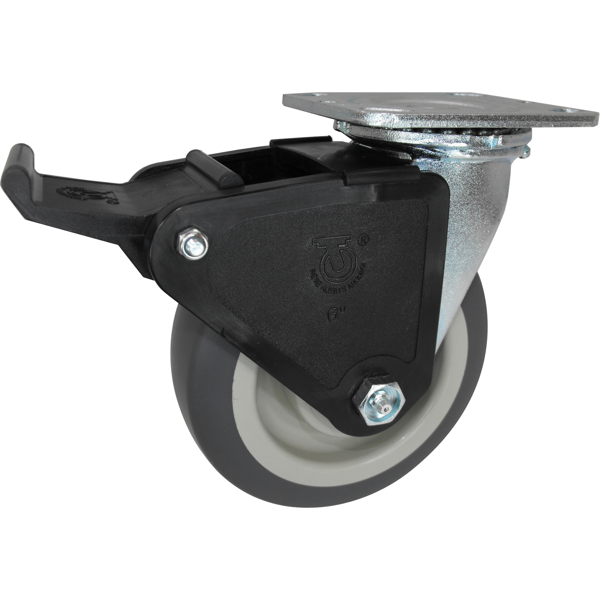 Blickle P21S-PH060R-14-TB Total Locking Caster, Swivel with Brake, 6 ...