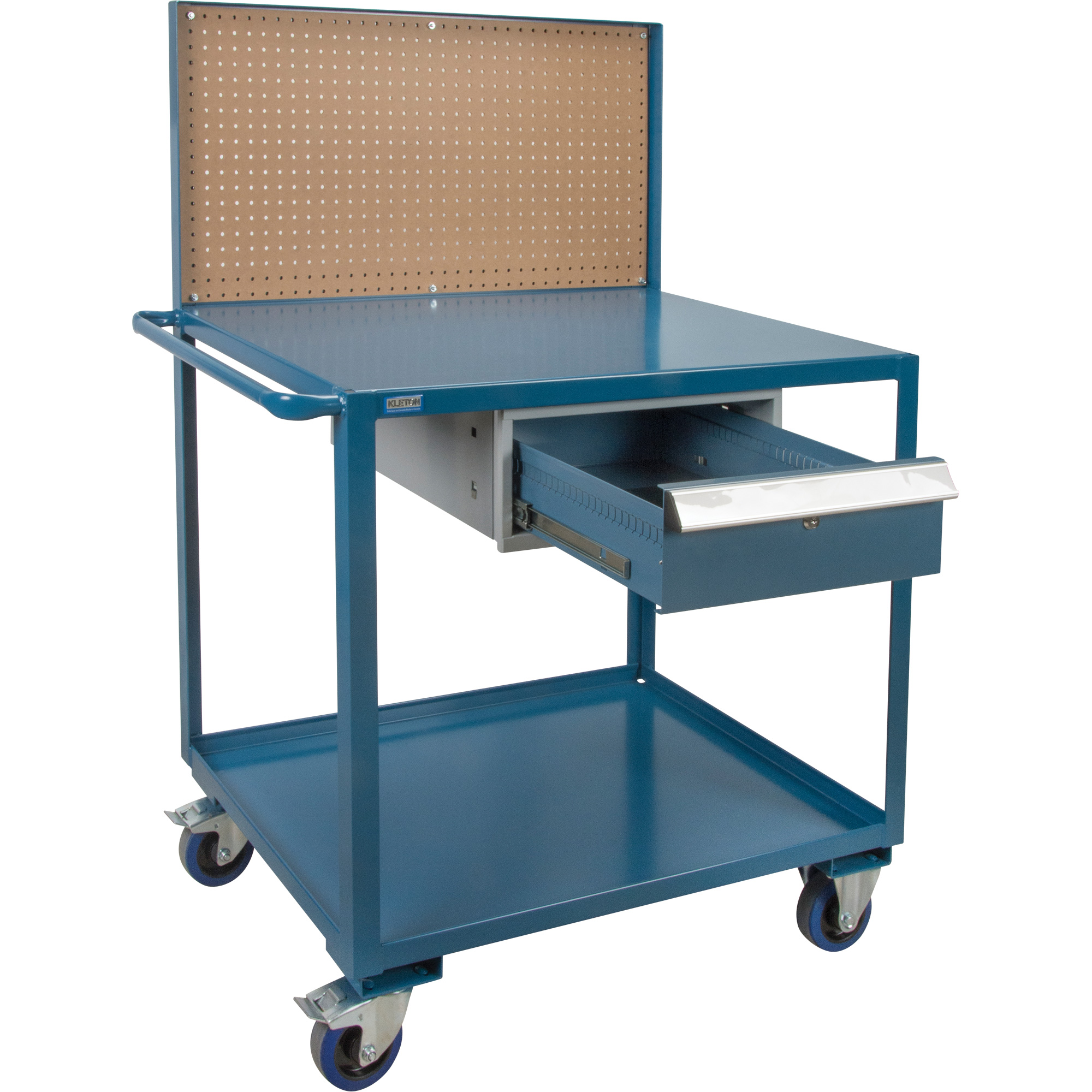 KLETON Mobile Service Cart, 2 Tiers, 24" W x 57" H x 40" D, 1200 lbs ...