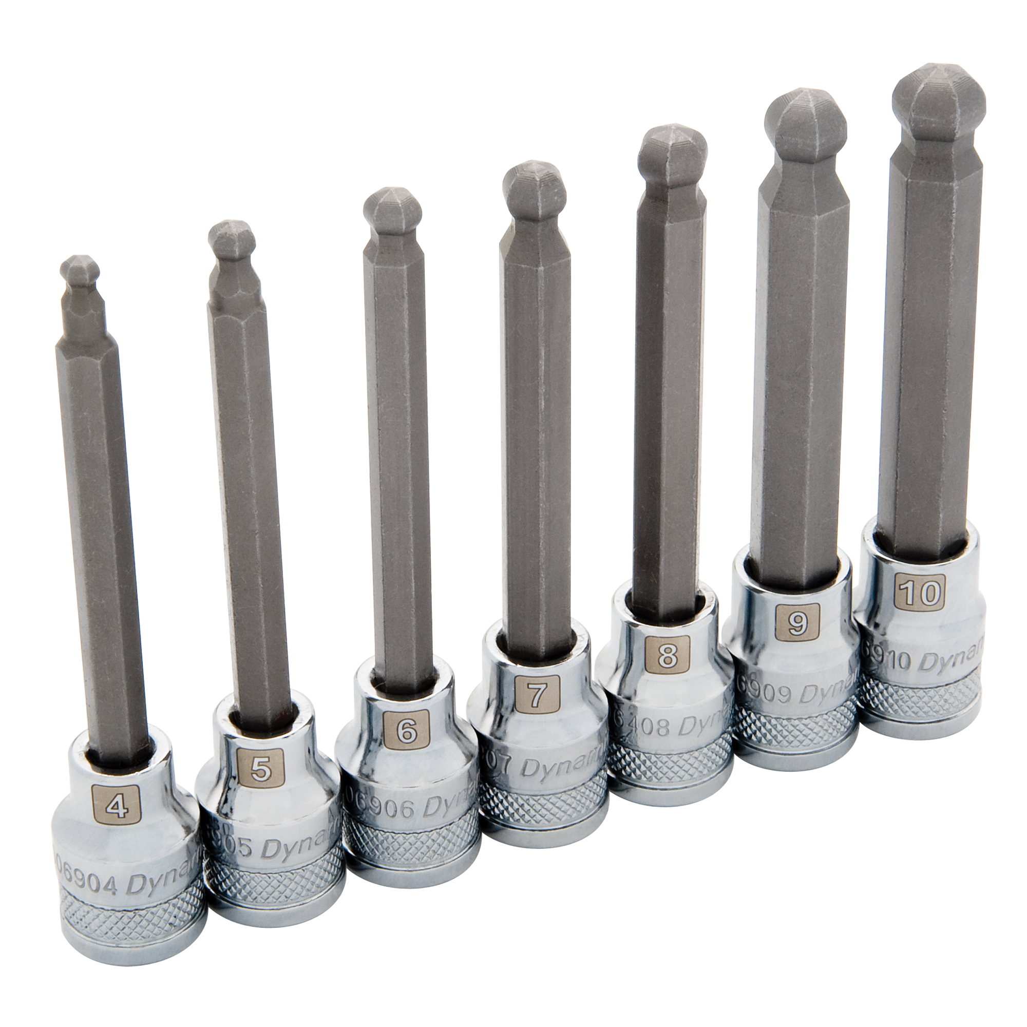 Dynamic Tools D010025 Long Metric Ball Nose Socket Set, 7 Pcs