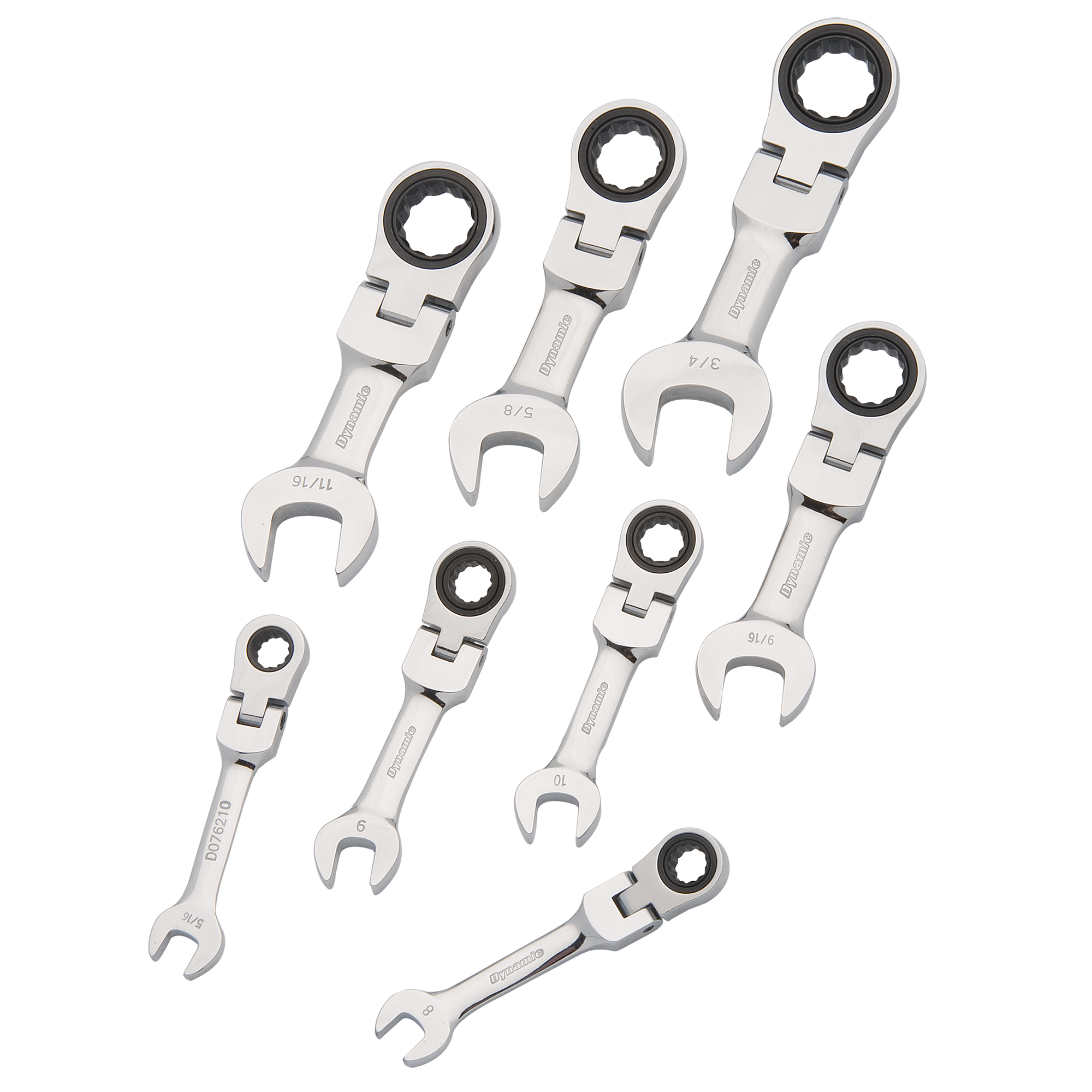 Dynamic D076607 Stubby Wrench Set, Combination, 8 Pieces, Imperial