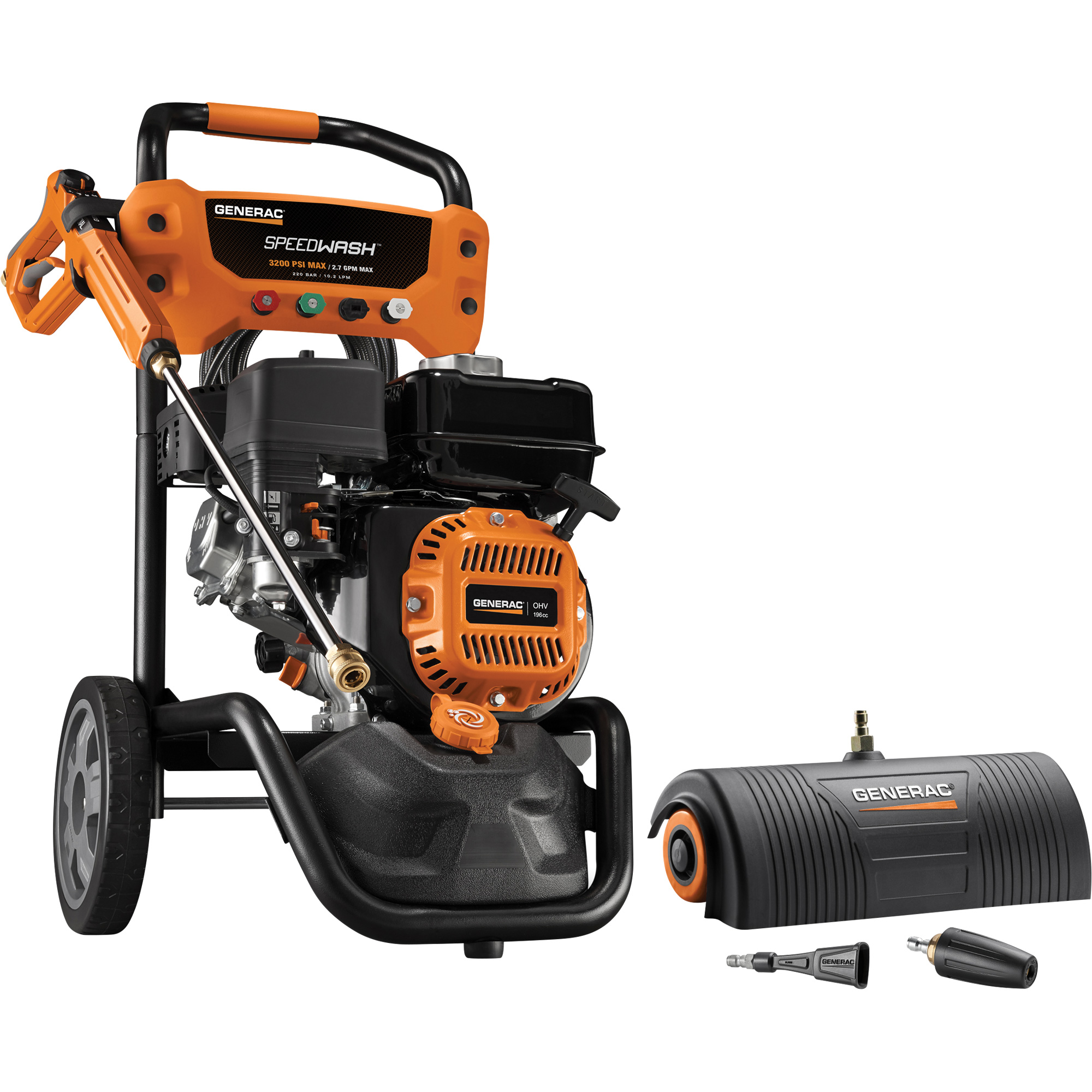 GENERAC Système de lavage à pression Speedwash, Essence, 3200 PSI, 2,7 ...