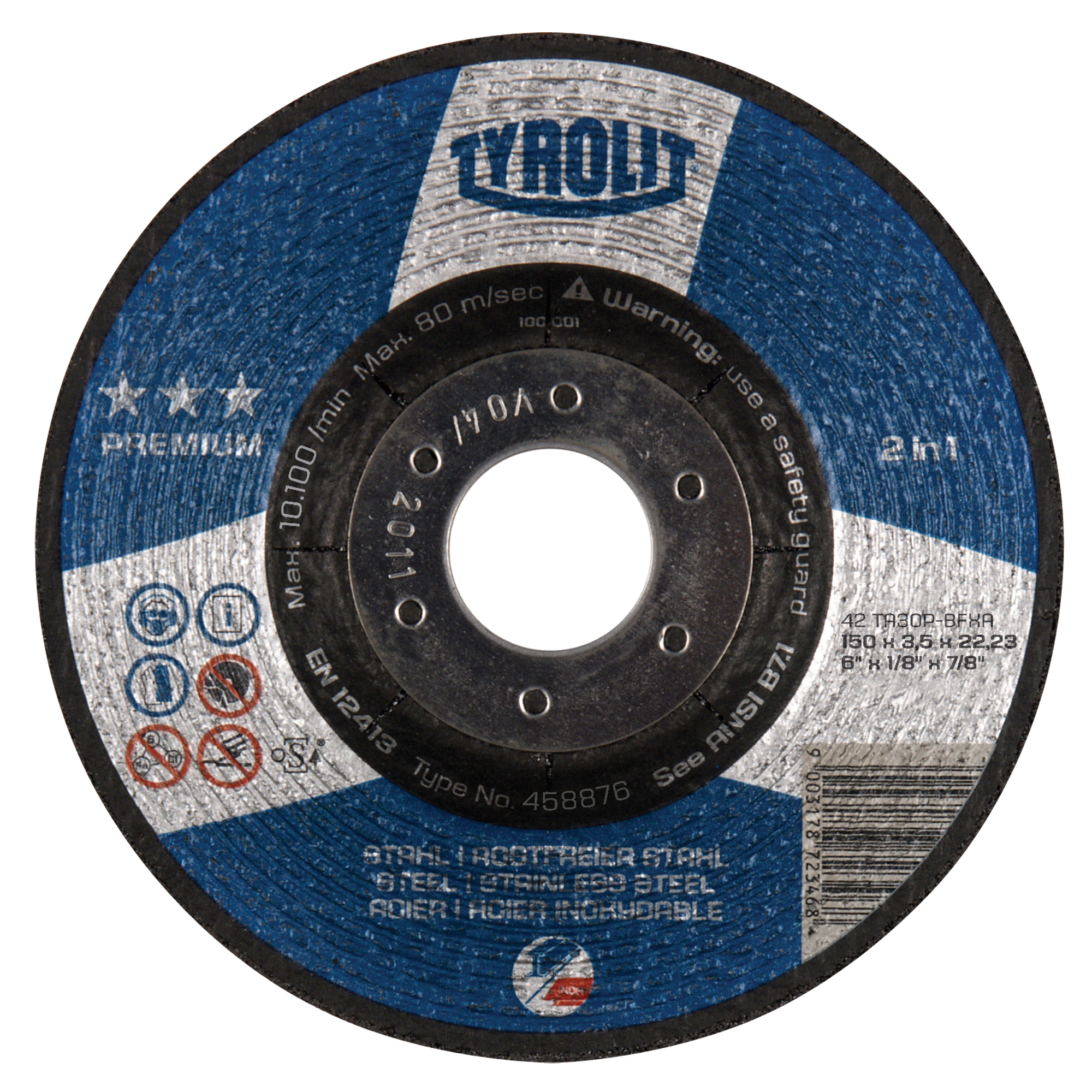 Tyrolit 458876 2-IN-1 Combination Wheel - 6", Type 27