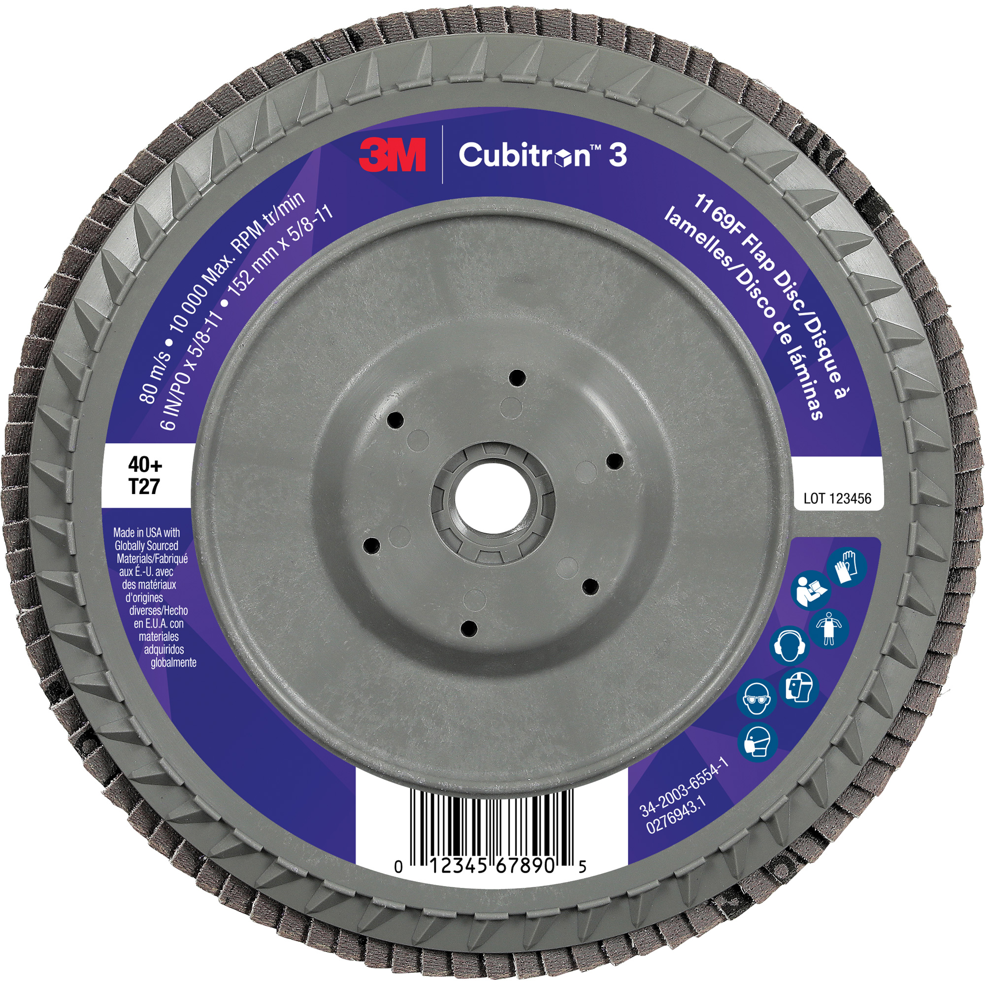3M 7100380317 Disque à lamelles plate 1169F Cubitron 3 à changement ...