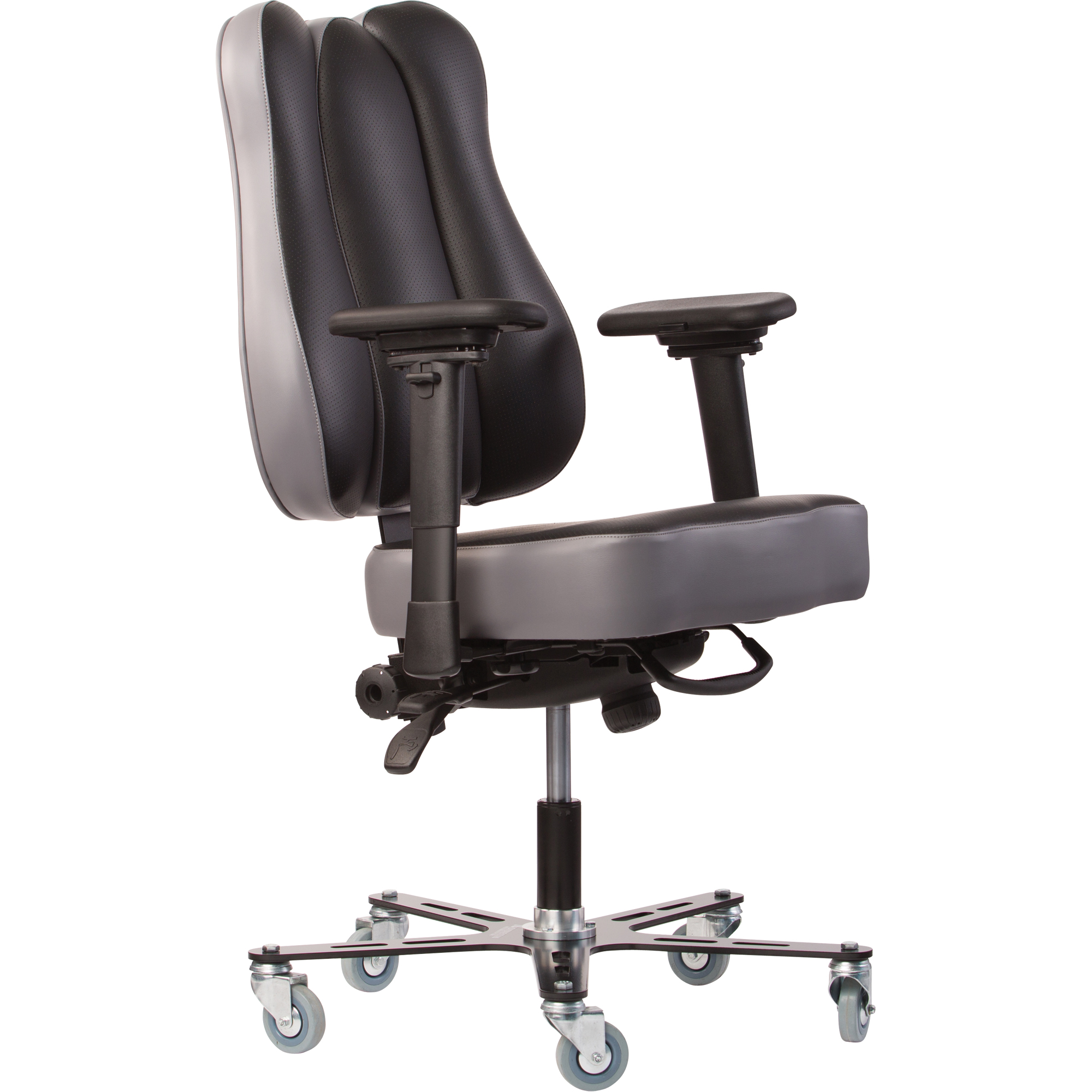 SYNETIK Synergo II Industrial Grade Ergonomic Chairs, Vinyl, Black/Grey ...