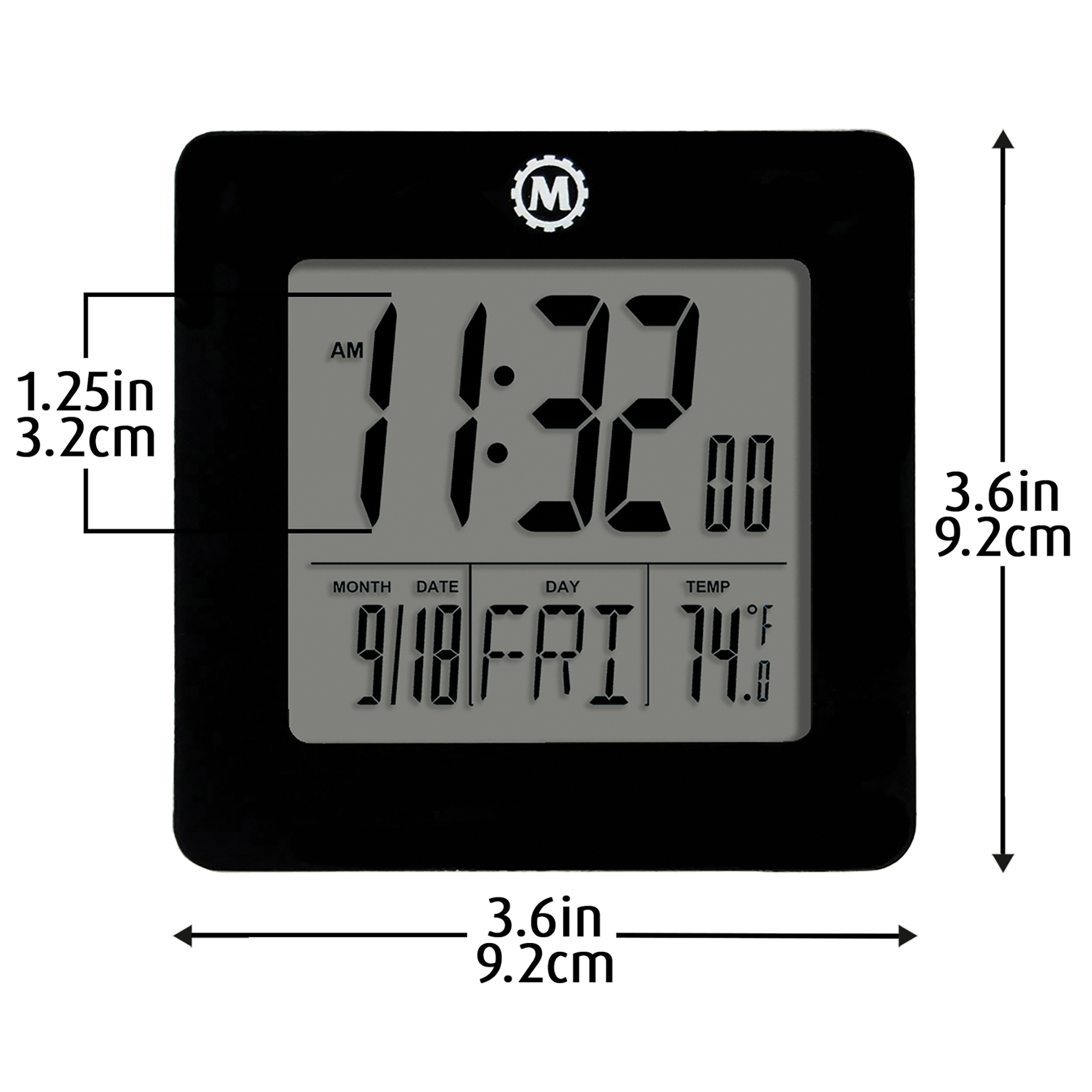 MARATHON Desktop Clock, Digital, Battery Operated, 3.6" W x 1.5" D x 3. ...
