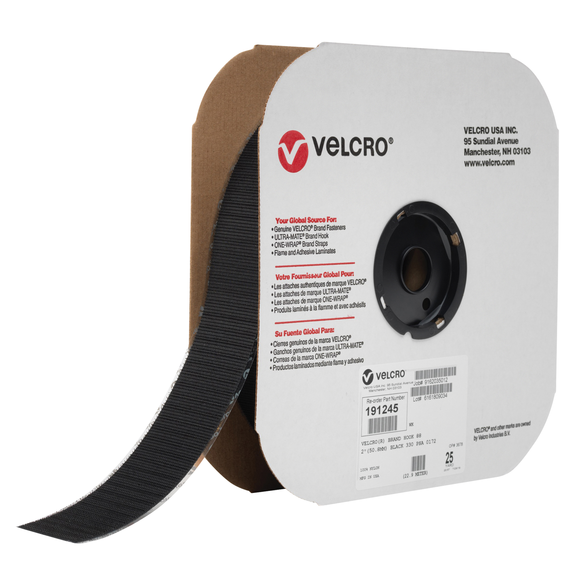 VELCRO COMPANIES Hook 88 Tape, 25 yds x 2", Black OP616 ( 158495 ...