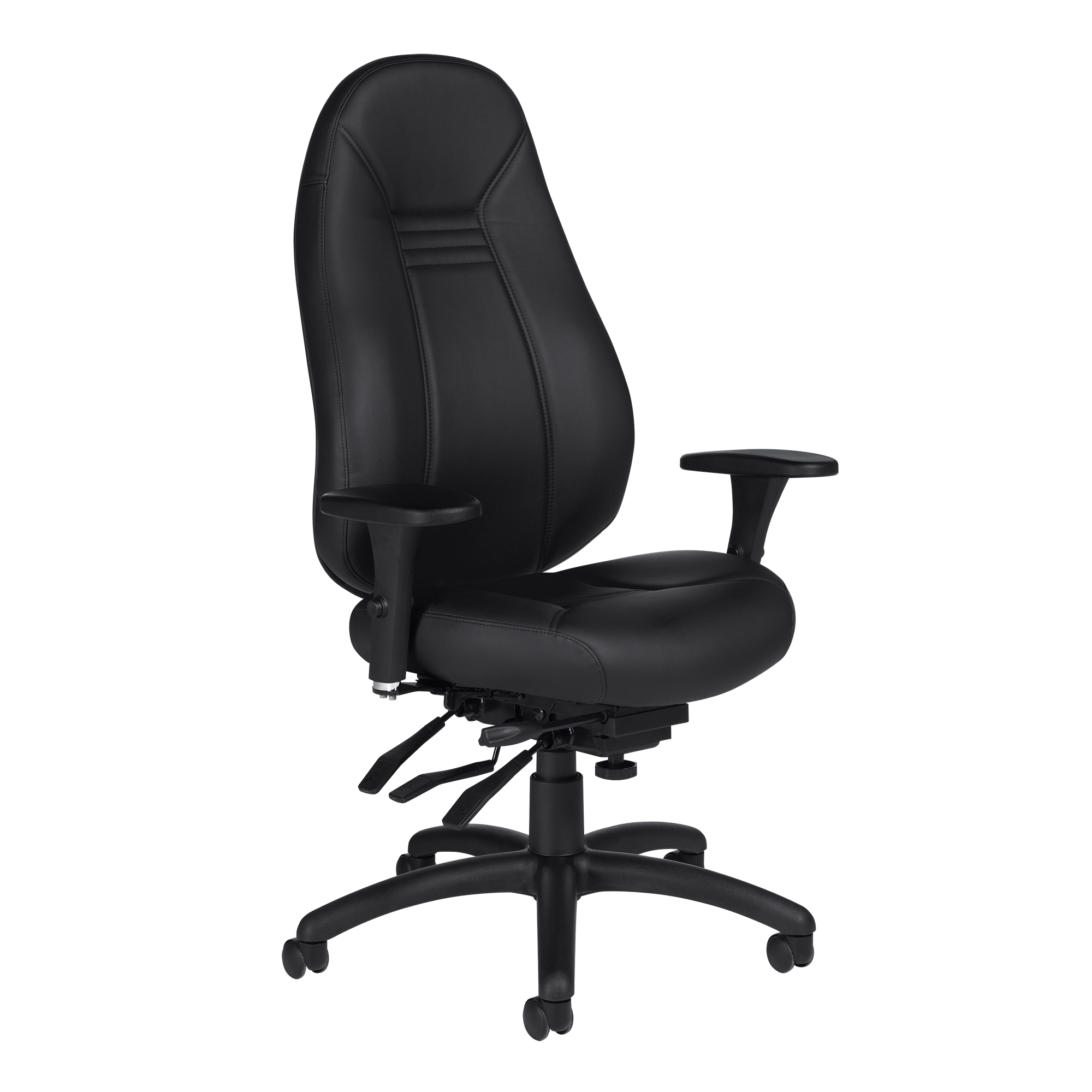 Global 1240-3-BL20 High Back Comfort Chair, Leather, Black, 300 lbs ...