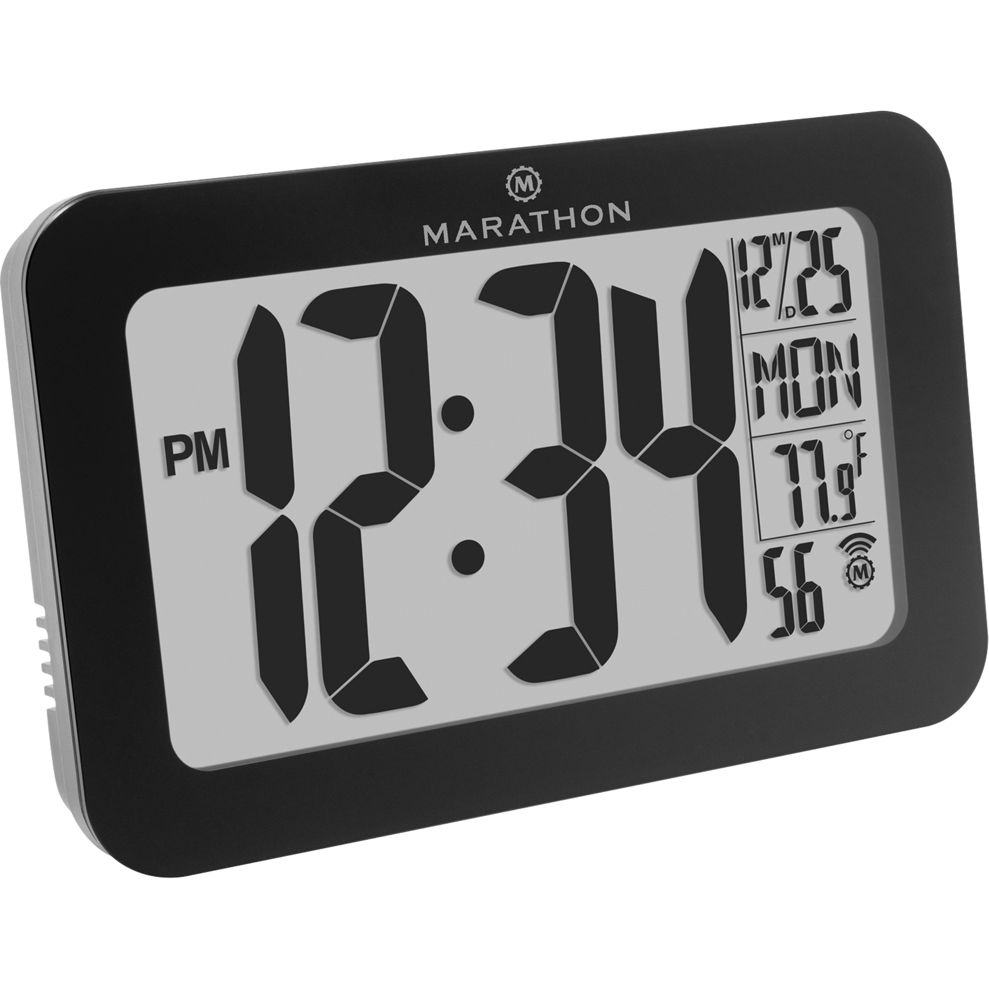MARATHON Atomic Clock, Digital, Battery Operated, 9" W x 1.5" D x 5.7 ...