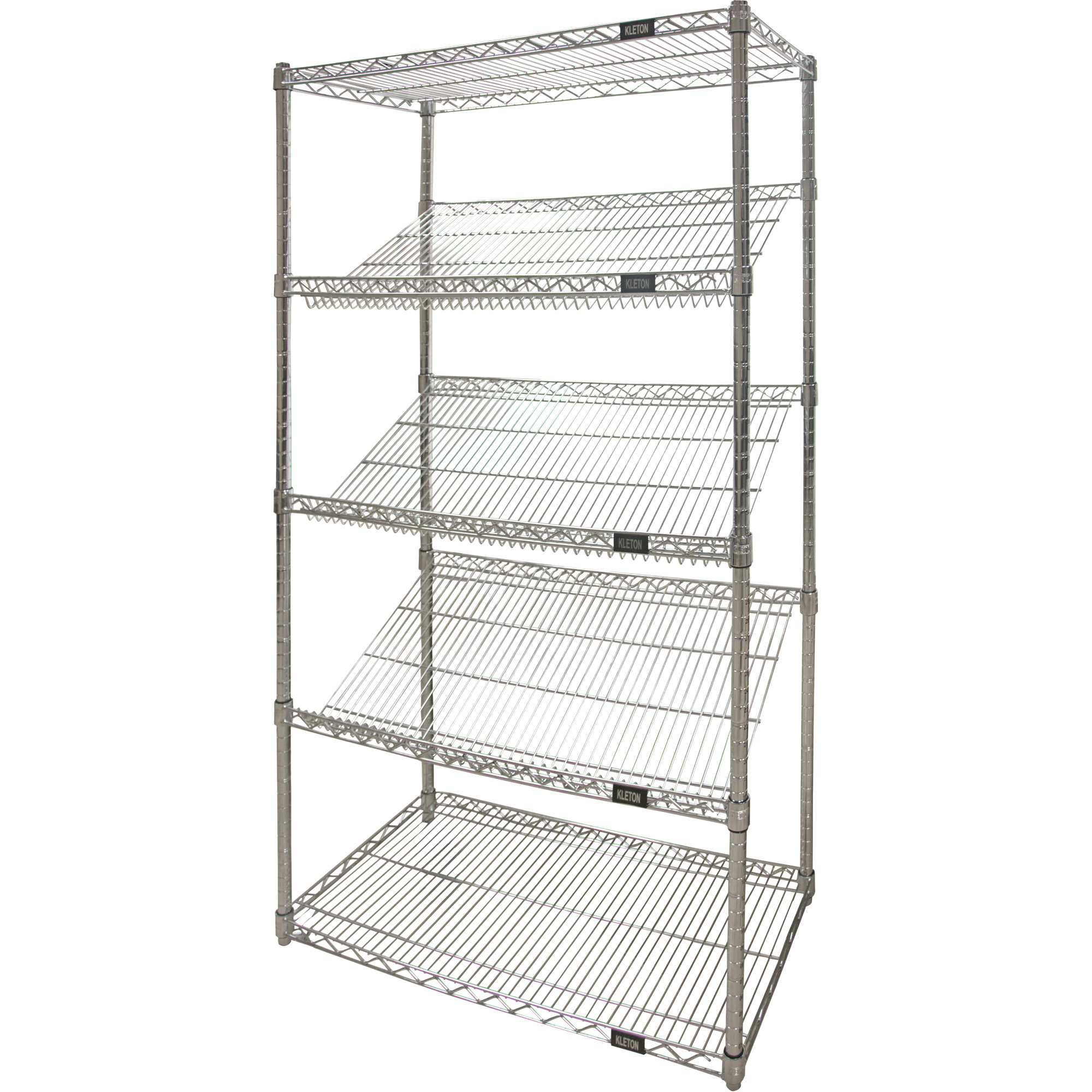 KLETON Slanted Wire Shelving Unit, 5 Tiers, 36" W x 63" H x 18" D RN589 ...