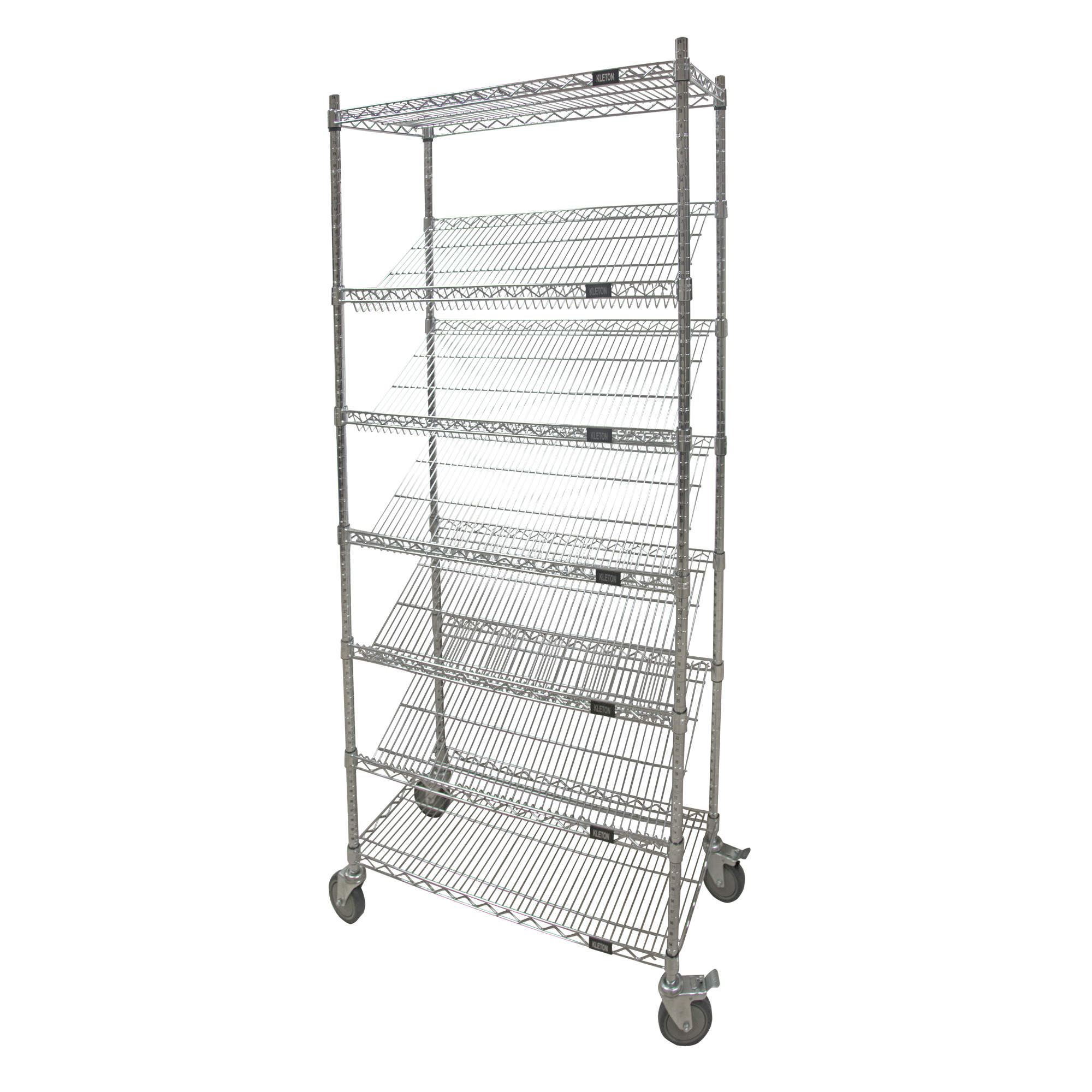 KLETON RN598 Slanted Shelf Cart, 7 Tiers, 18" W x 80" H x 36" D