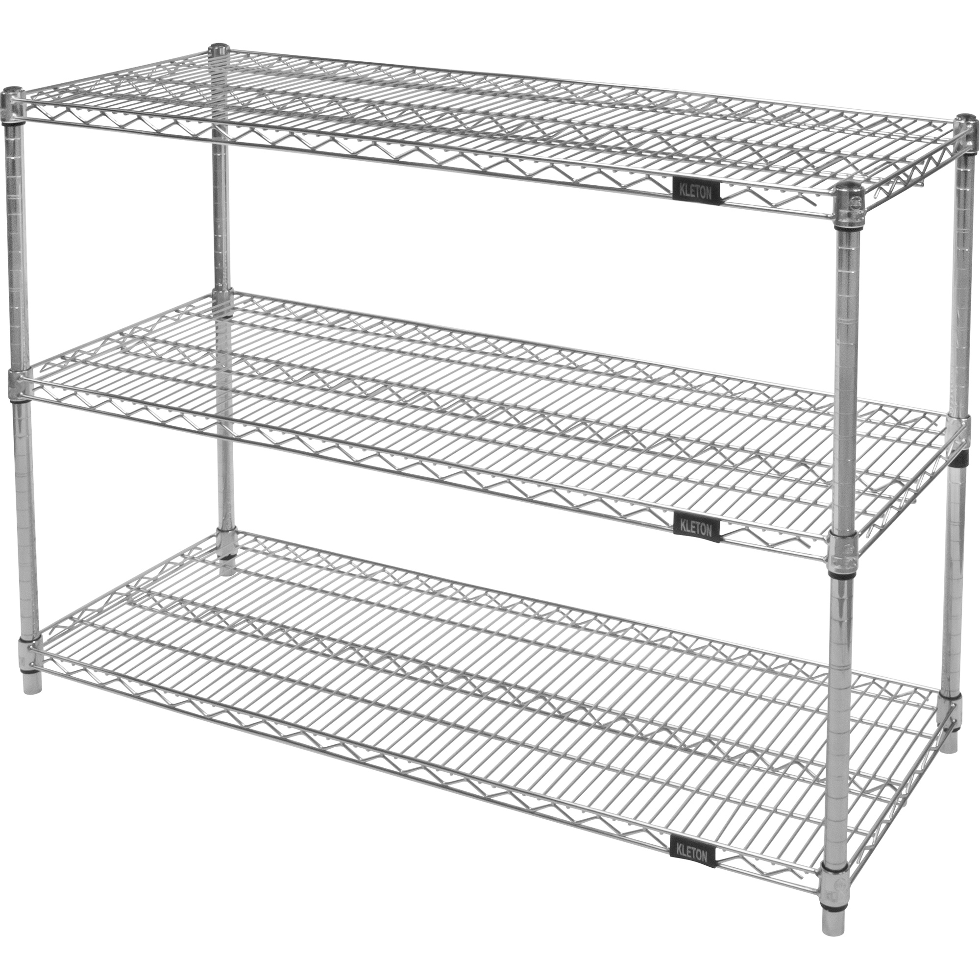 KLETON RN847 Heavy-Duty Chromate Wire Shelving, 3 Tiers, 60" W x 33" H ...