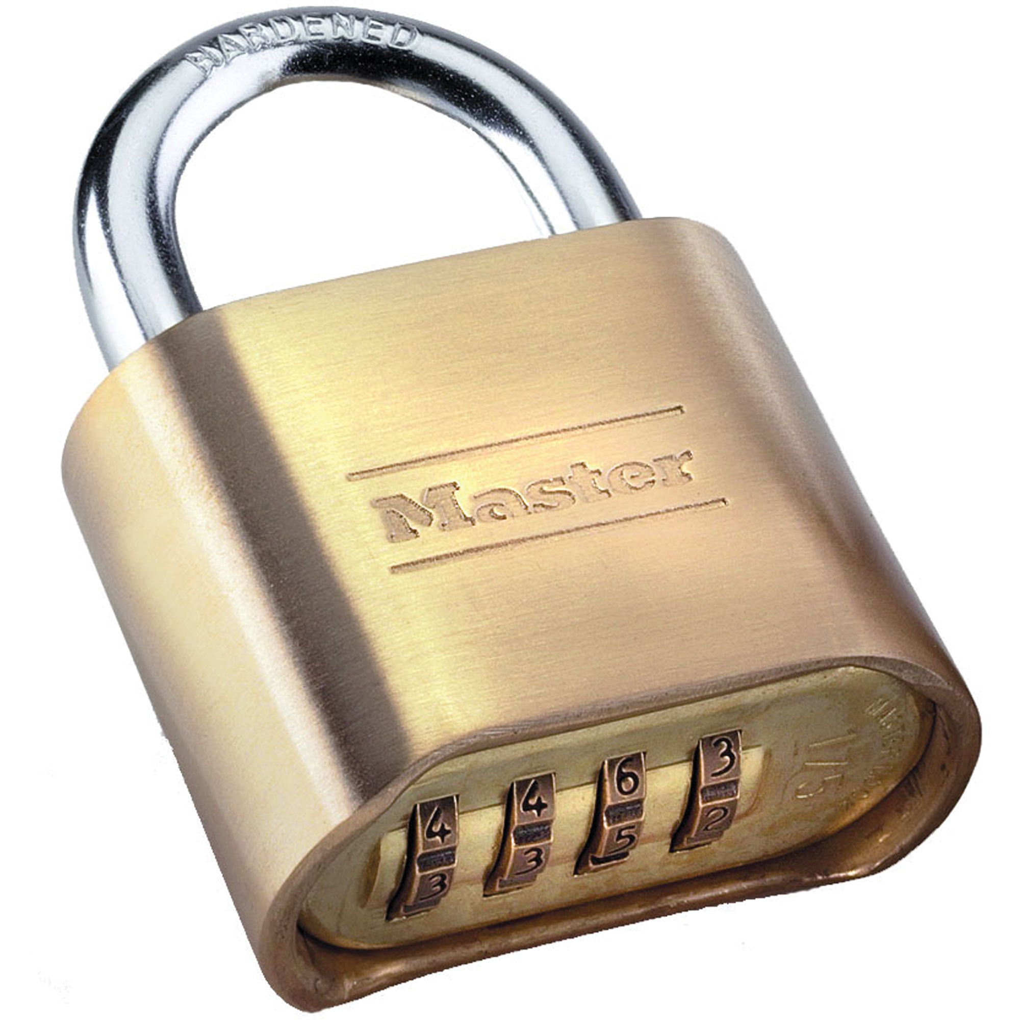 Master Lock 175 Padlocks, Resettable, Brass Coating, 2" Width