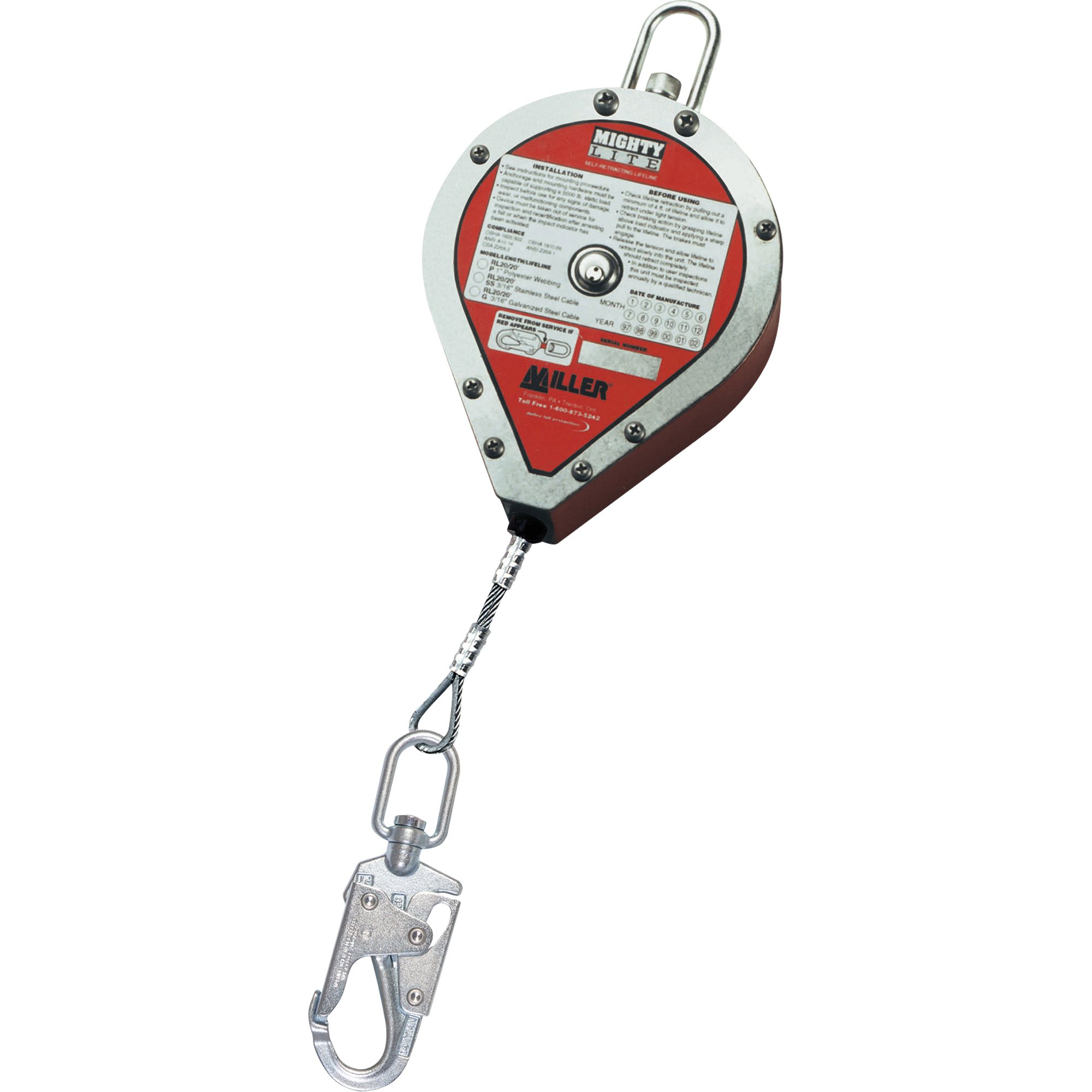 Honeywell RL20G-Z7/20FTC Miller® MightyLite Self-Retracting Lifelines ...