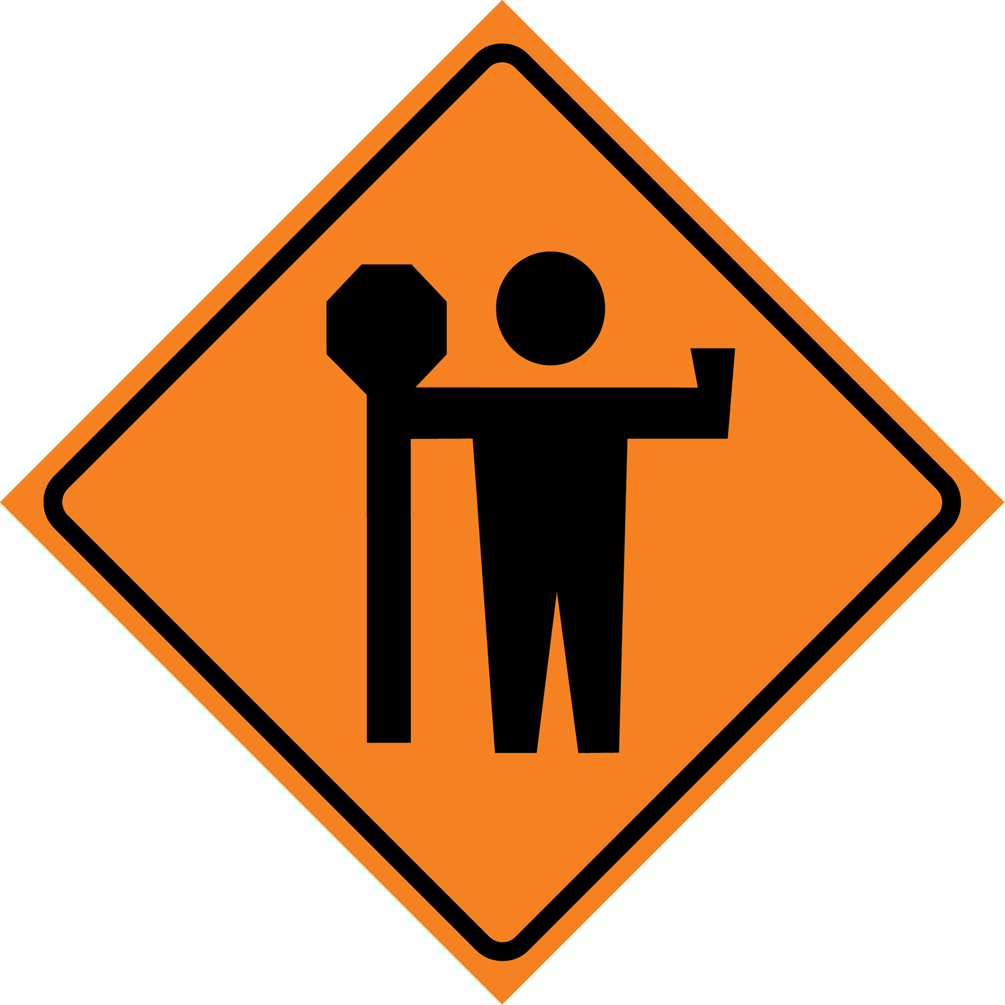 CCI Canada 07-800-3051-L Flagman Roll-Up Sign Traffic Sign, 36" x 36 ...