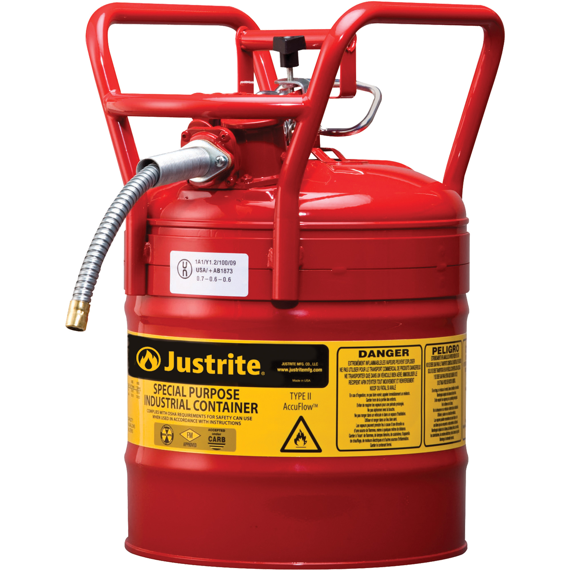 Justrite SEA240 Safety Cans, Type I, Steel, 1 US gal., Red, FM Approved ...