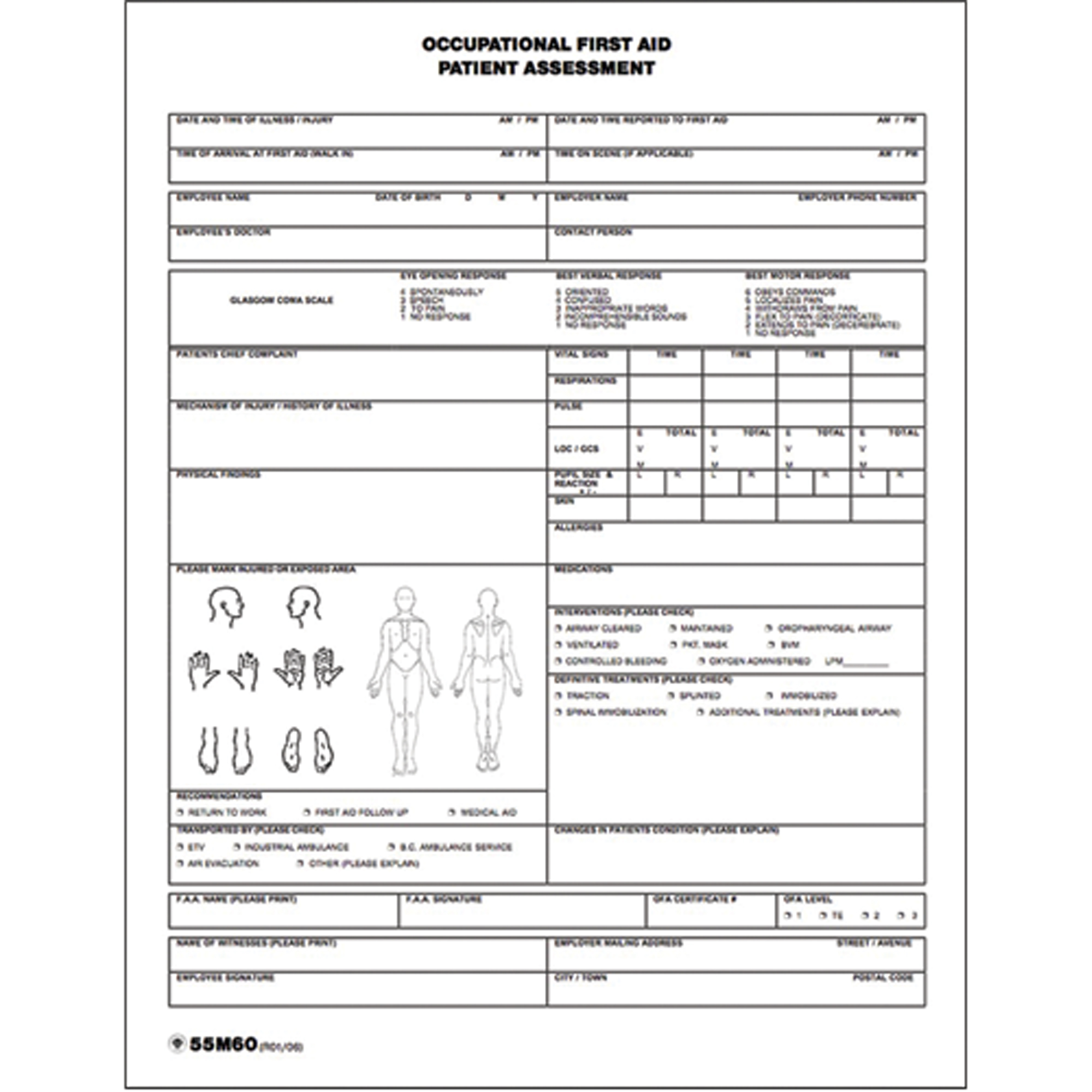 Patient Assessment Chart SEE693 | Shop First Aid Guide | TENAQUIP