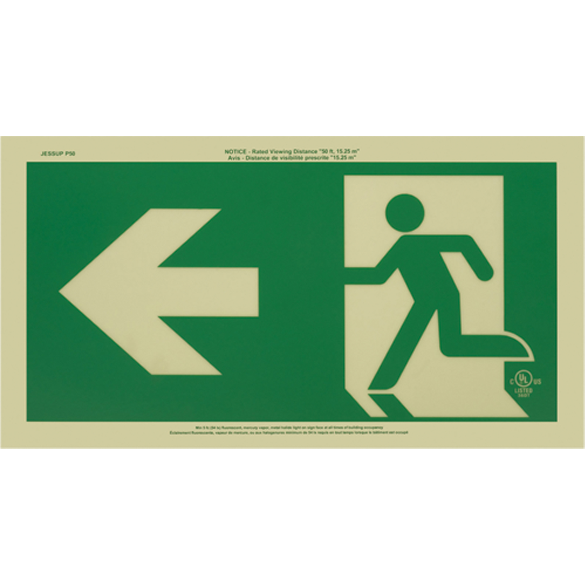 Accuform Signs PLW617 Ultra-Glow Running Man Exit Sign with Left Arrow ...