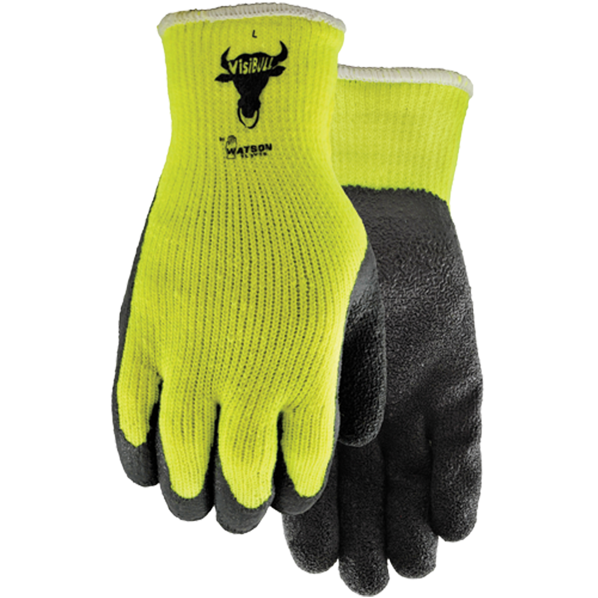 Watson Gloves 330-S 330 Visibull Gloves, 7/Small, Rubber Latex Coating, Polyester Shell