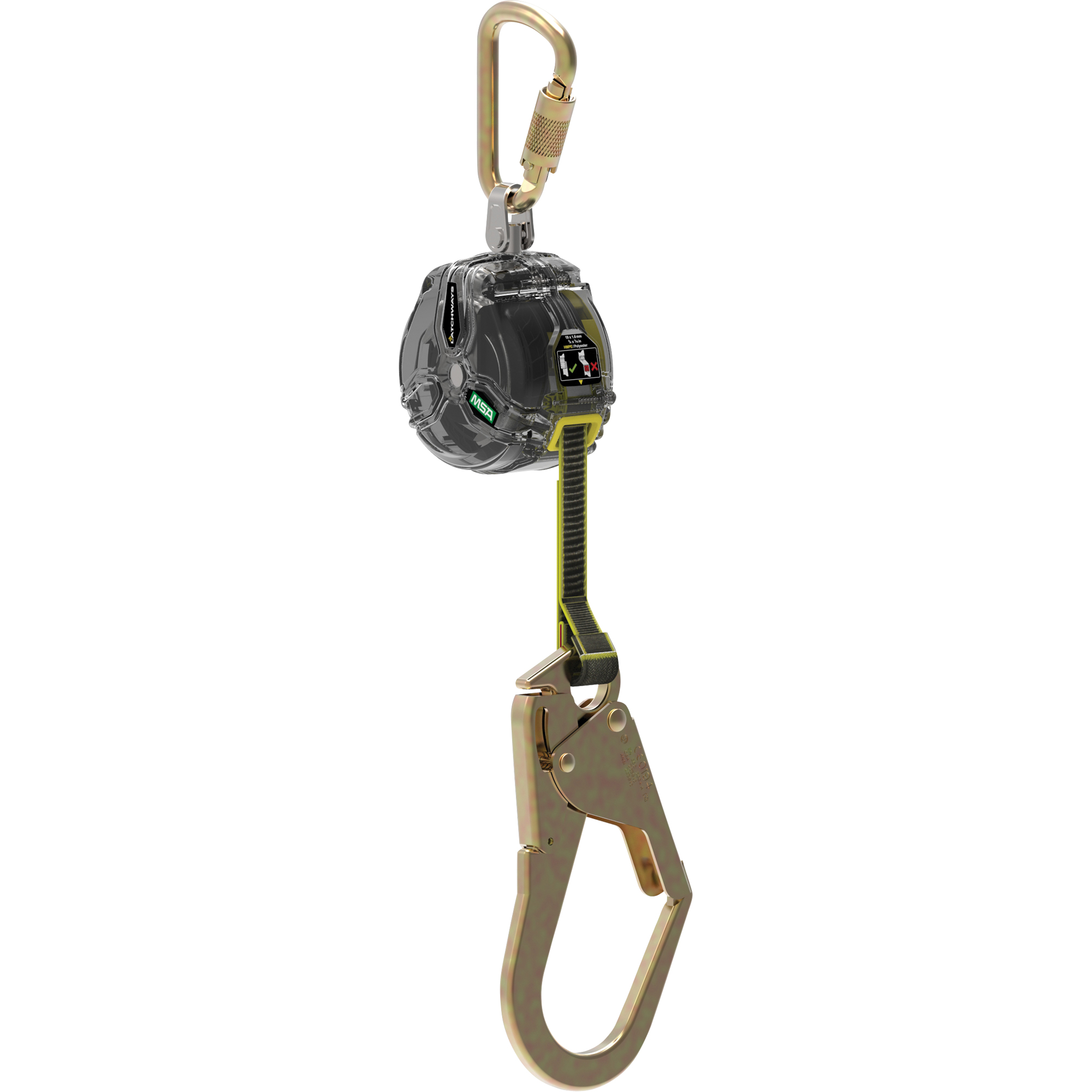 MSA 63013-00FCA Latchways® Personal Fall Limiter, 10', Web, Swivel
