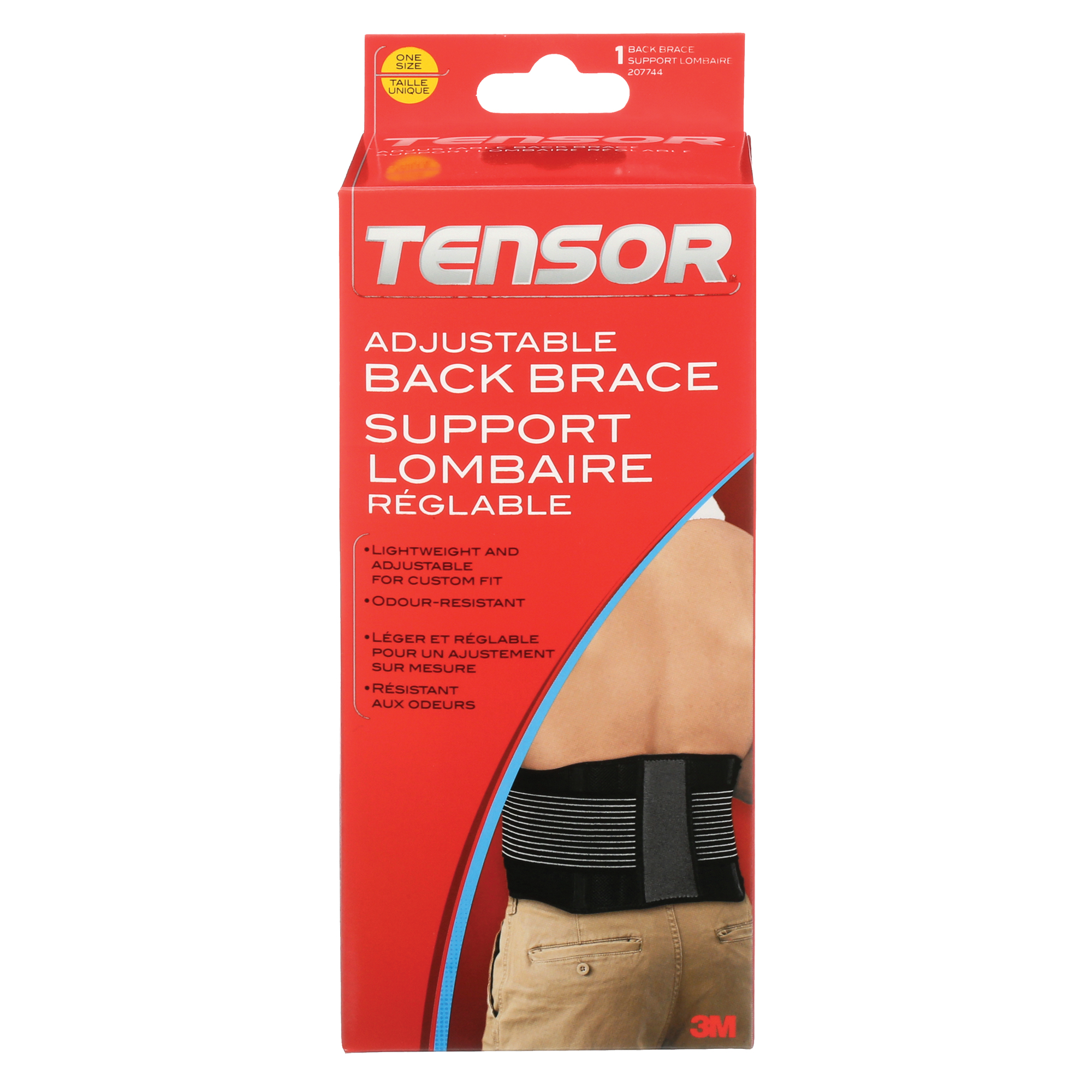 3M 207744 Tensor Adjustable Back Brace, Elastic, One Size