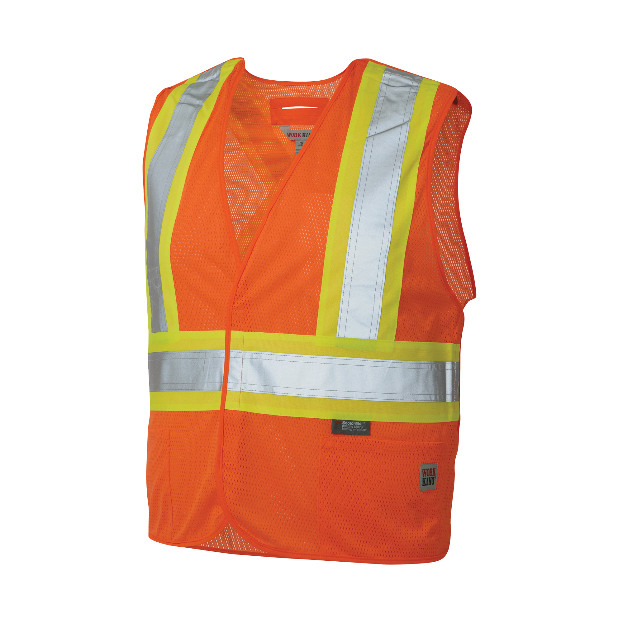 WORK KING SAFETY 5-Point Tearaway Safety Vest SGH214 (S9I011-FLOR-L ...