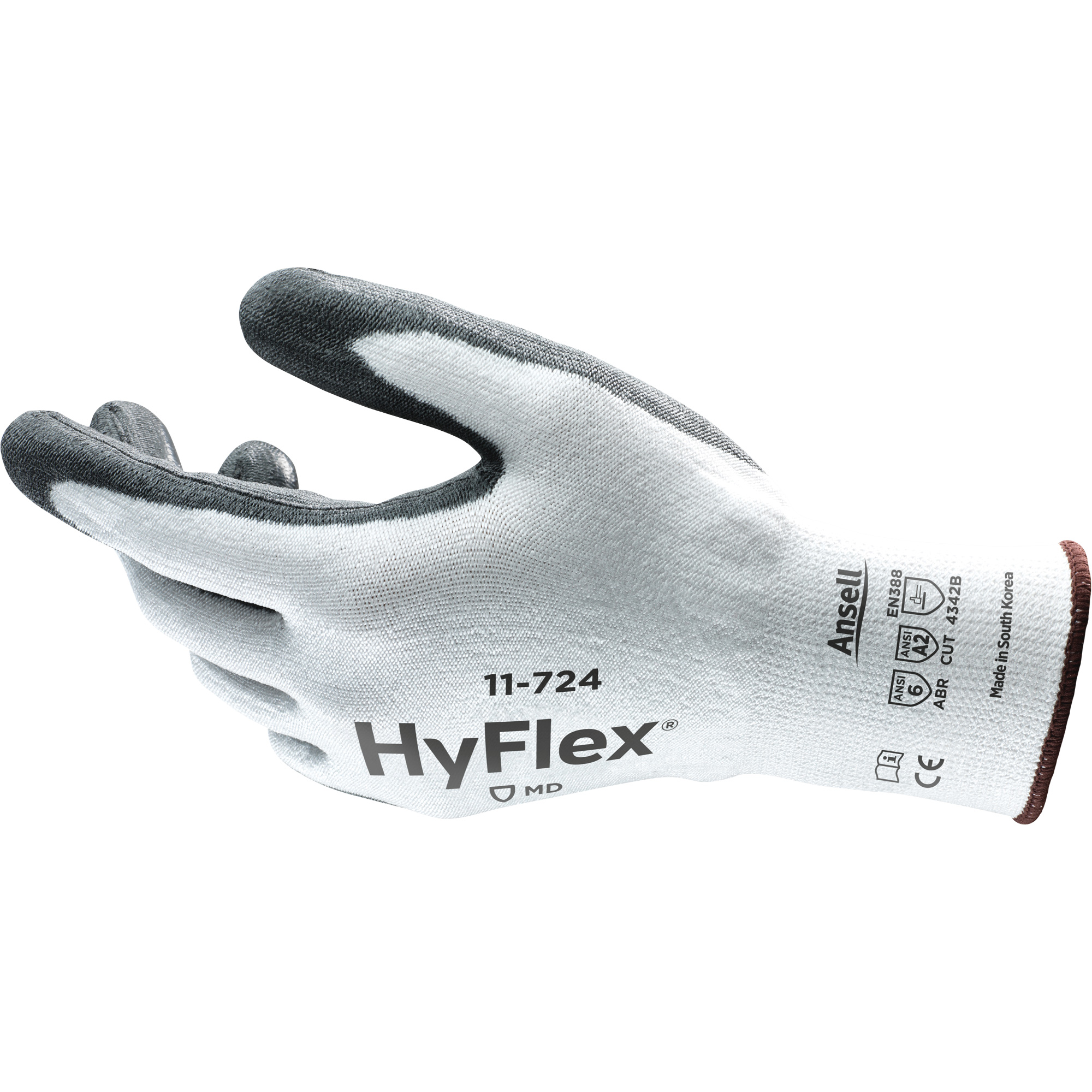ANSELL HyFlex® 11-724 Cut-Resistant Gloves, Size 7, 13 Gauge, Polyurethane Coated, Intercept ...