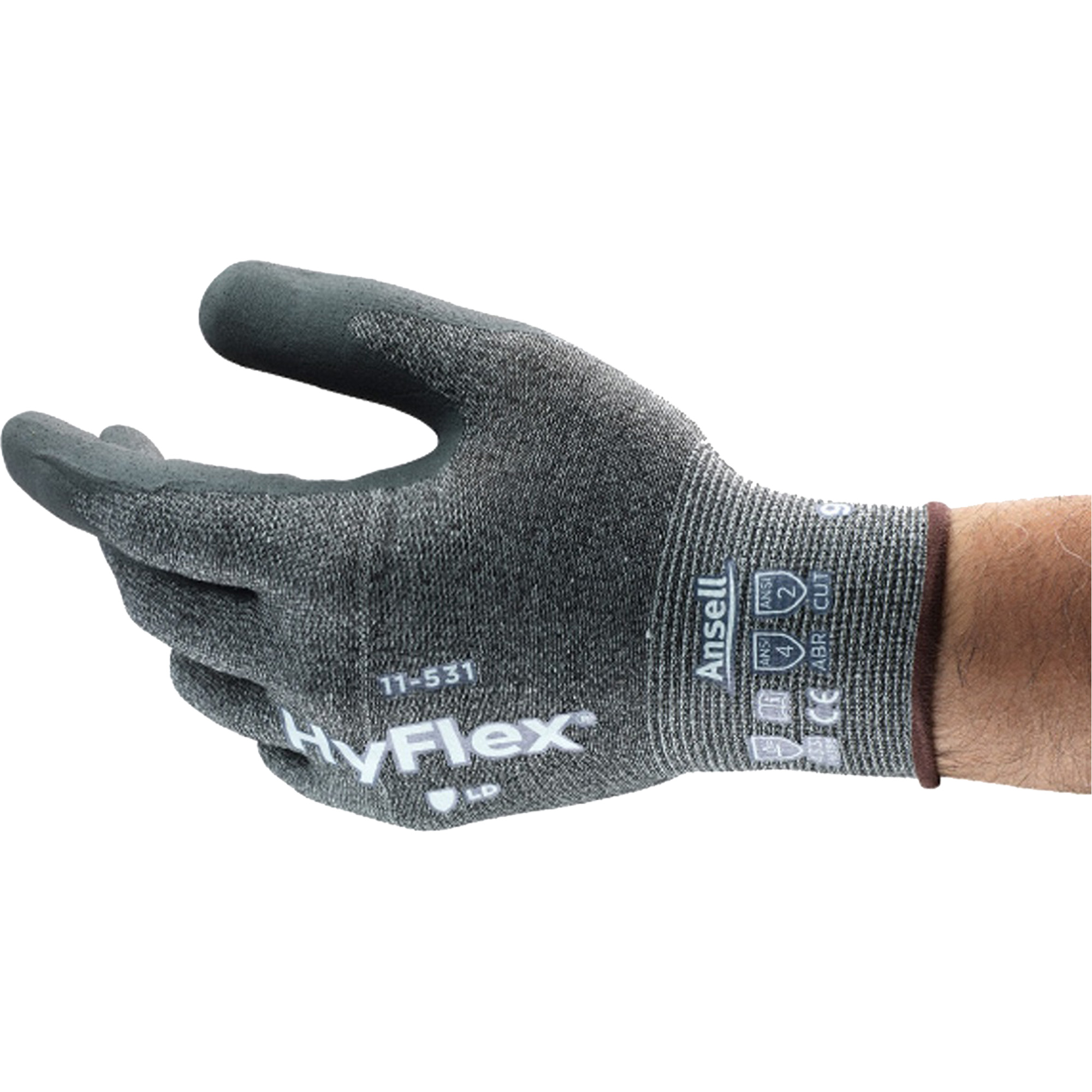 Ansell 11531080 HyFlex Cut Resistant Coated Gloves, Size 8, 18 Gauge, Nitrile Coated, Intercept ...